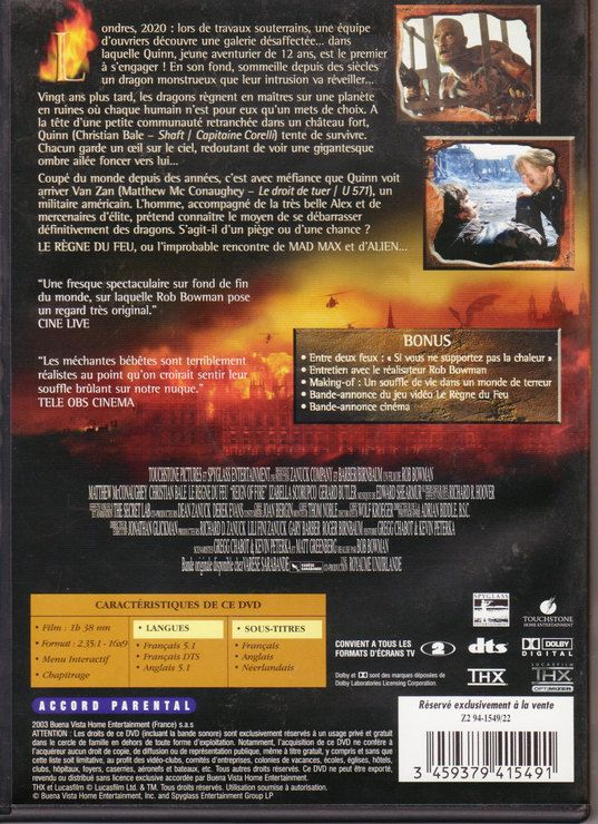 Le Règne du feu /Édition Spéciale/ Christian Bale, Matthew McConaughey ...