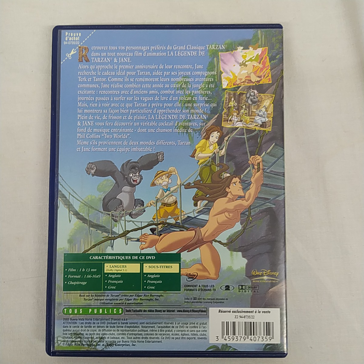 🎲 DVD Tarzan et Jane - Disney jeux et vinyles d'occasion pas cher - Label Emmaüs