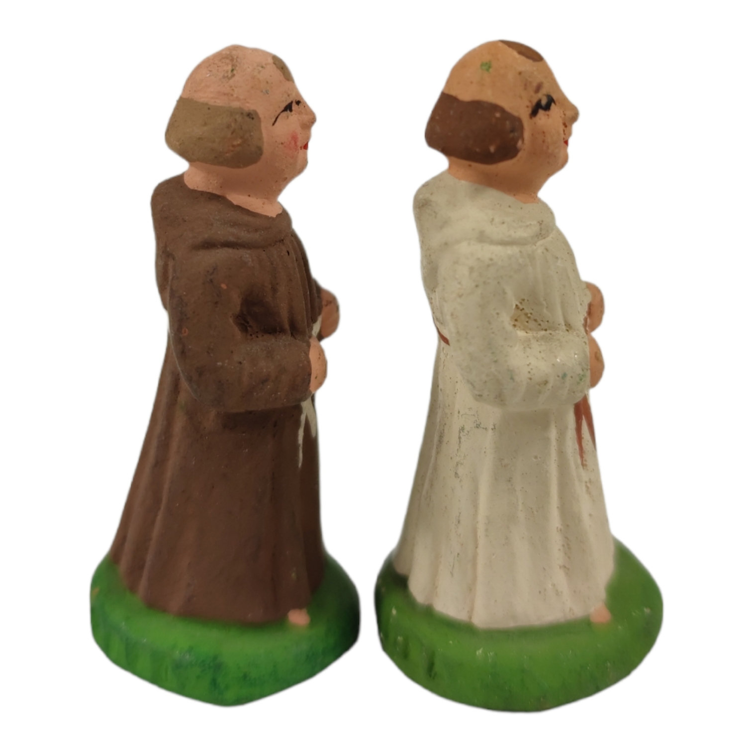 Lot de 4 anciens santons curés Carbonel en terre cuite - figurines ...