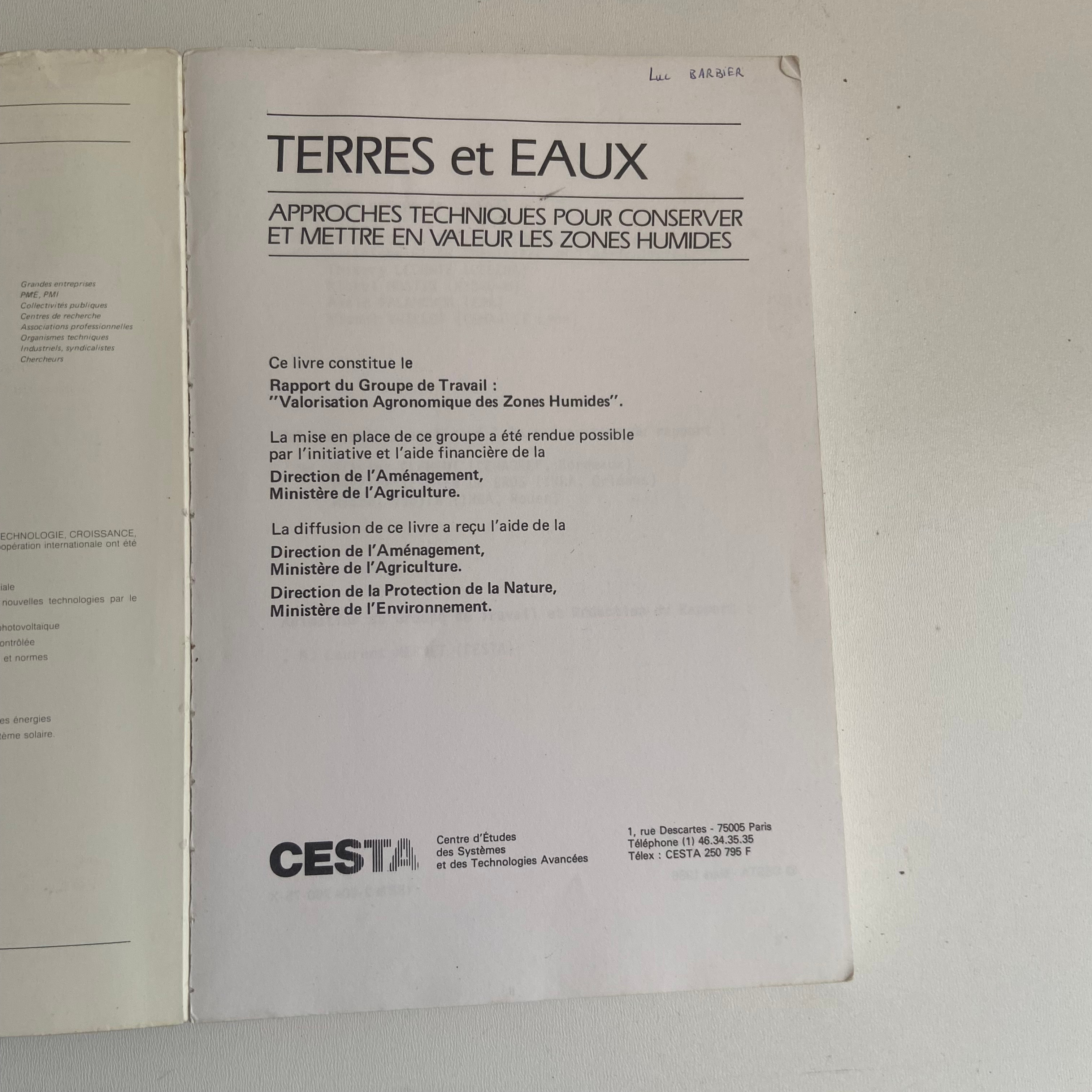 Terres et eaux : approches techniques pour conserver et mettre en ...