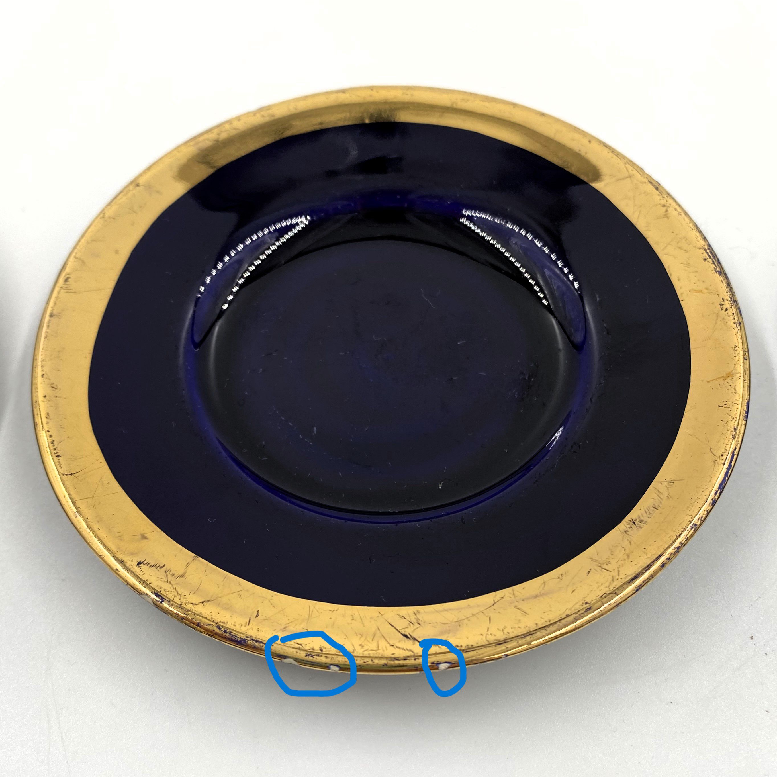 Lot de 5 tasses et sous-tasses à thé bleu de Sèvres Monica-ceram ...