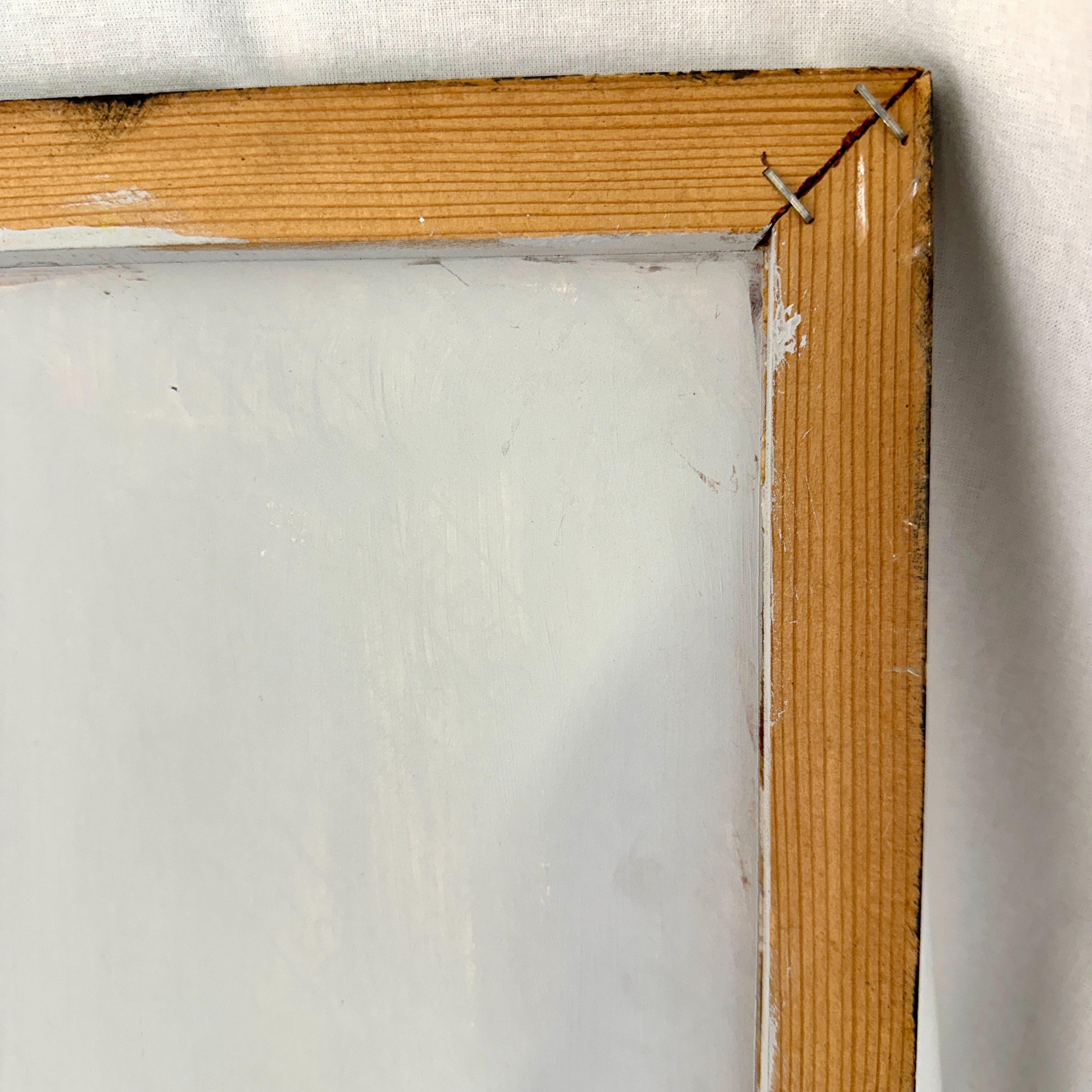 Peinture à l'huile d'un paysage représentant une bâtisse un champ et ...