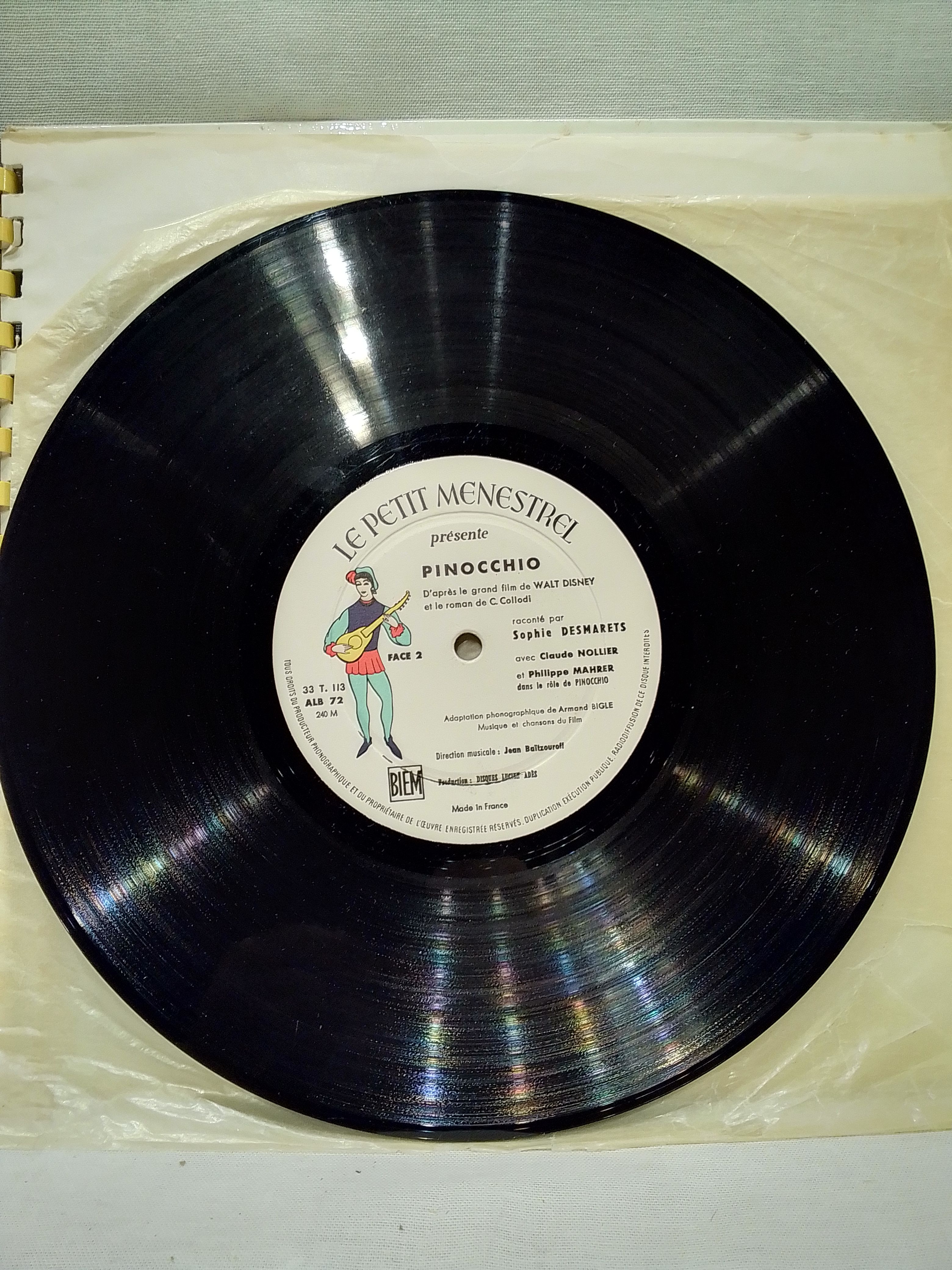 Livre disque Pinocchio d'apres le film de Walt Disney dans la ...