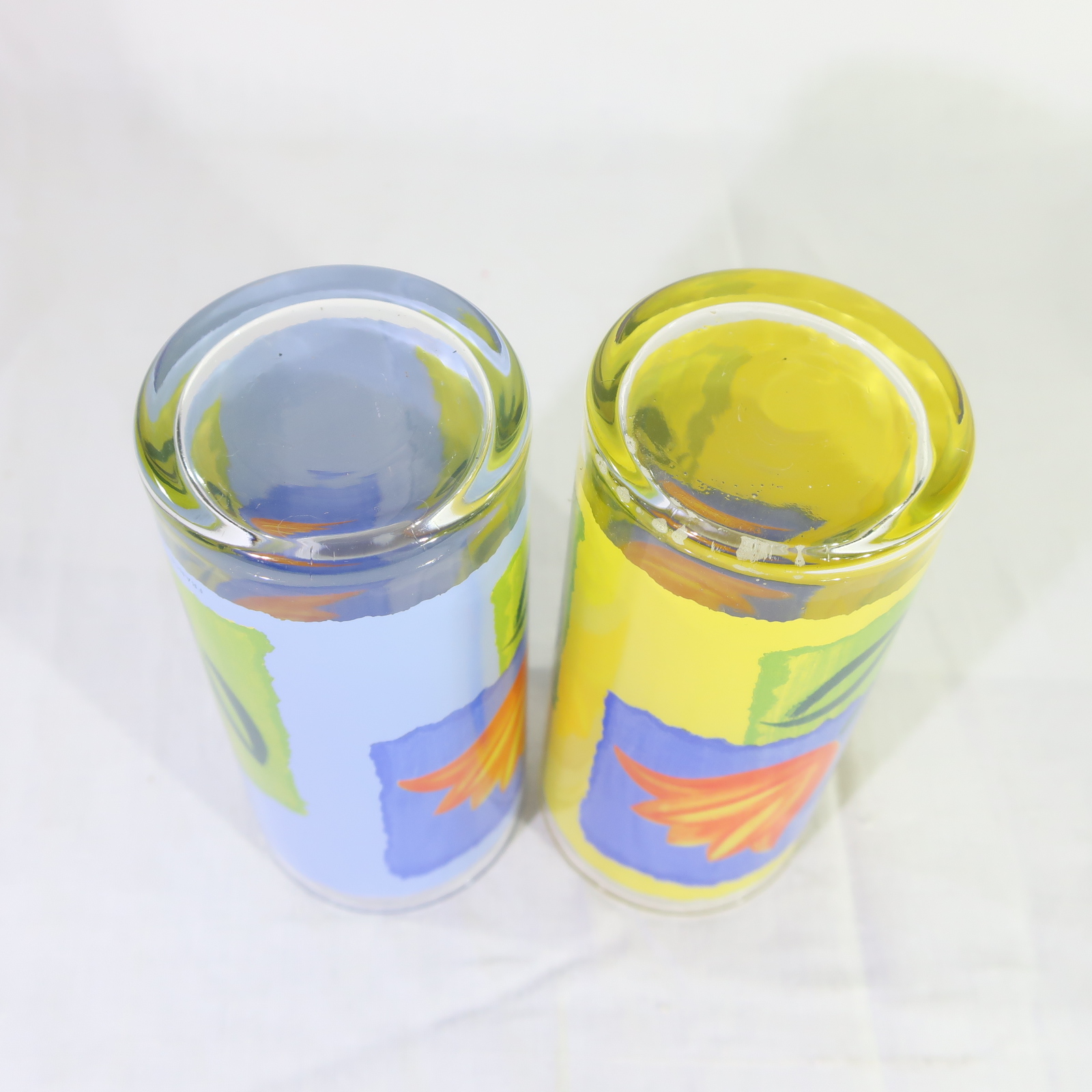 Ensemble de 12 verres à motif " Tulipes " en verre - Label Emmaüs