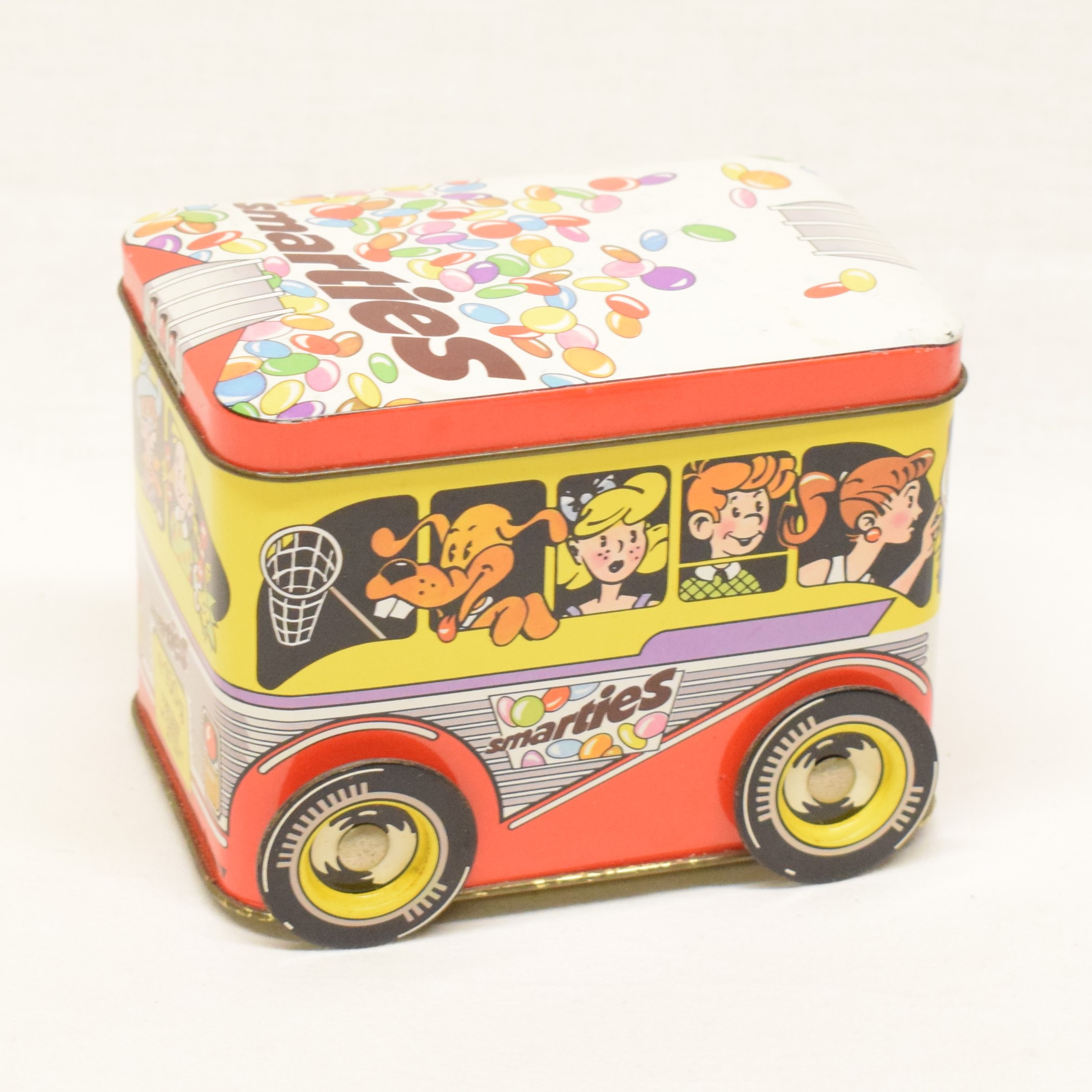 Ancienne boite à bonbons en métal lithographié le SMARTIES BUS années ...
