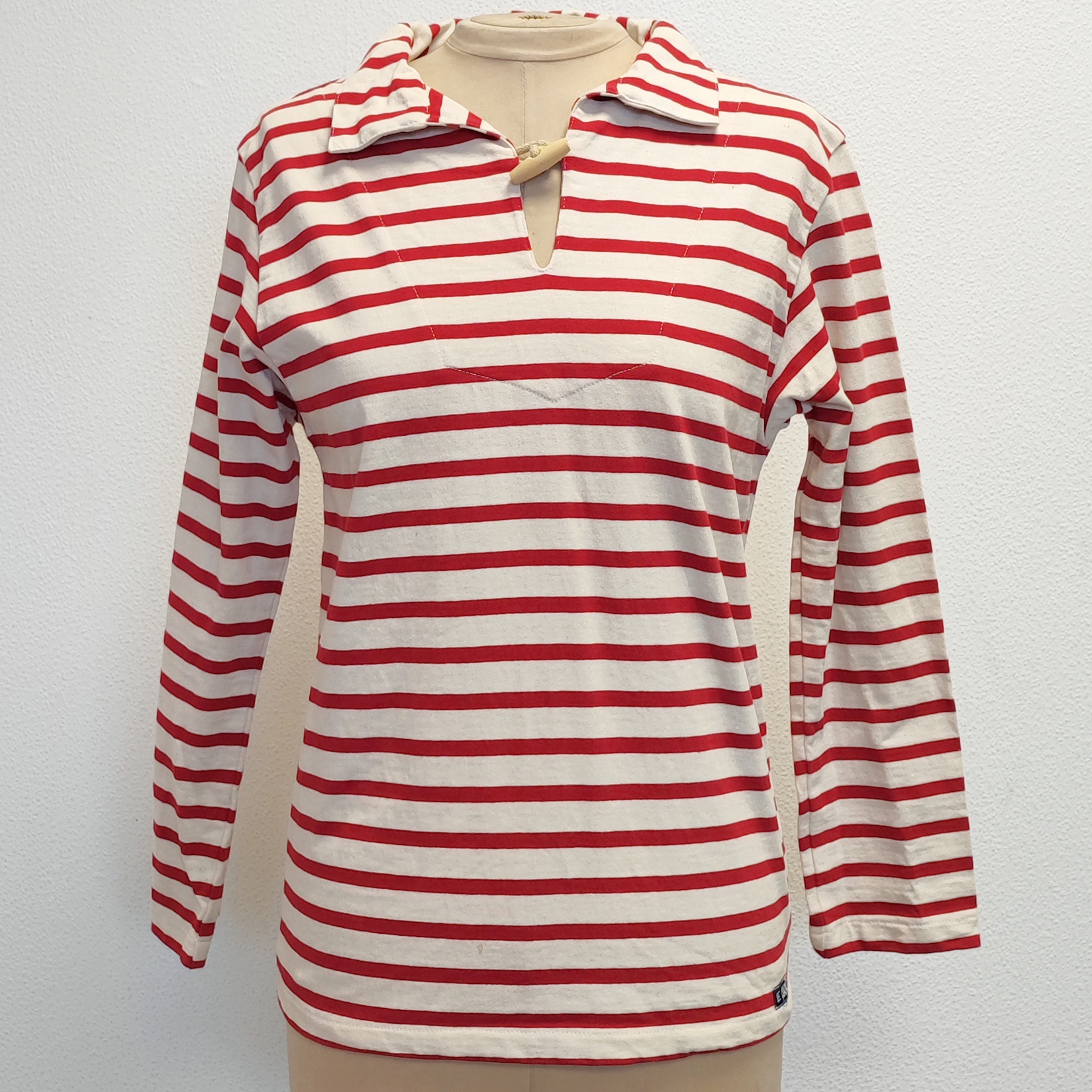 👕 Vareuse marinière écru et rouge "Le Glazik" - T0 - Femme friperie pas ...