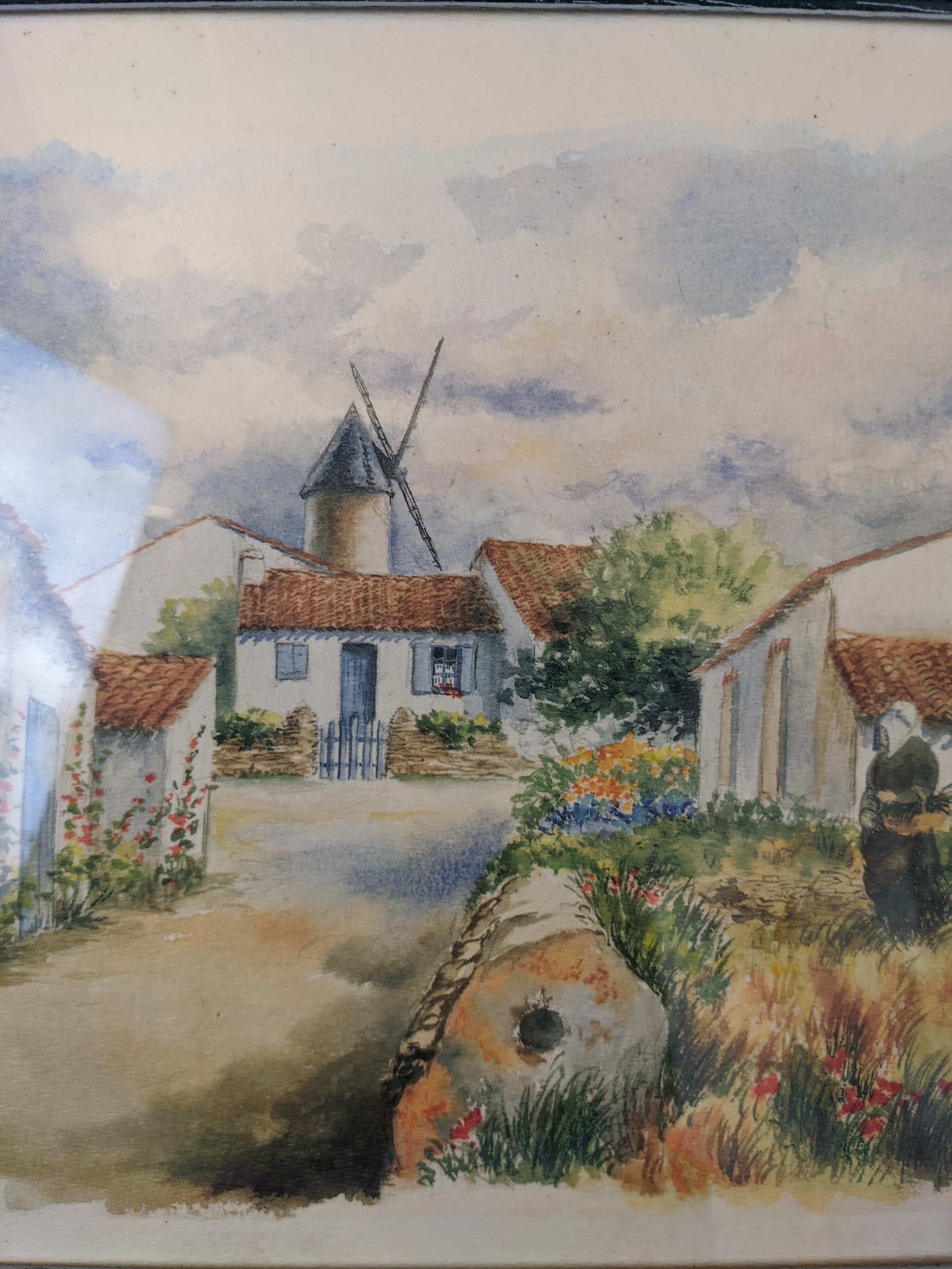 🏠 Tableau aquarelle paysage - signé Daniel Lebeau - Style XIXème pour ...