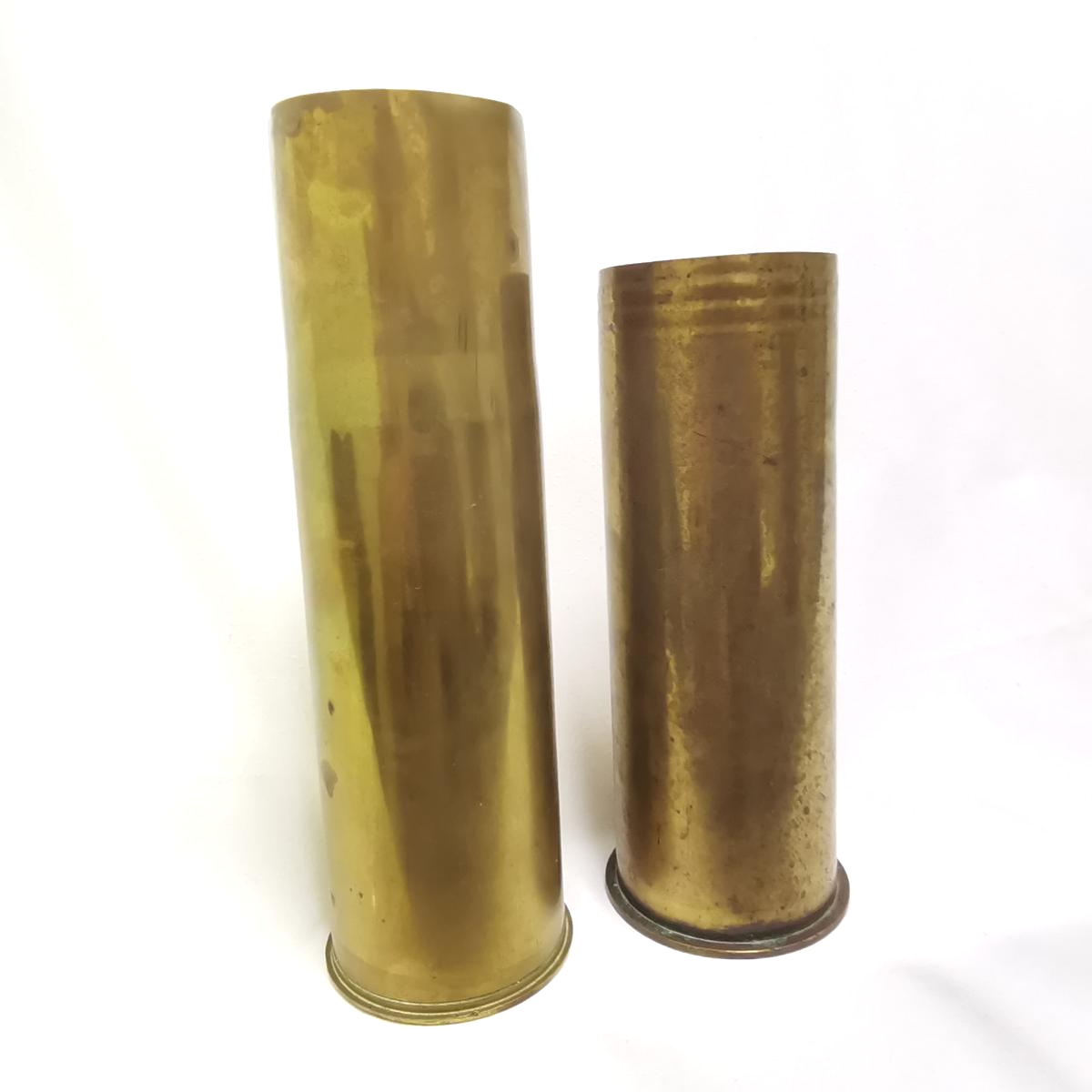 Lot de 2 douilles d'obus - cuivre jaune - laiton - militaria - juni ...
