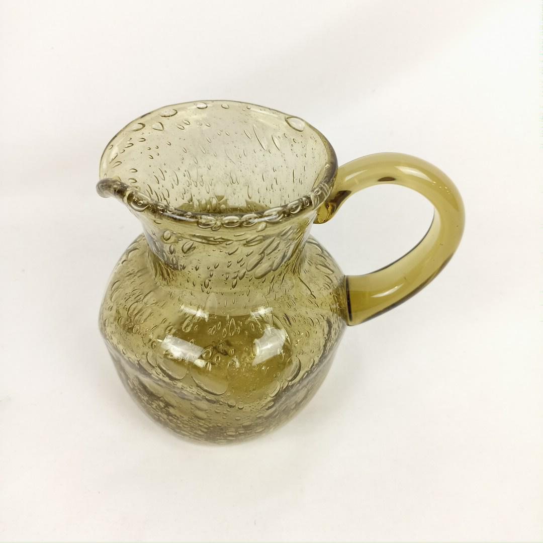 Pichet en verre soufflé bullé - Label Emmaüs