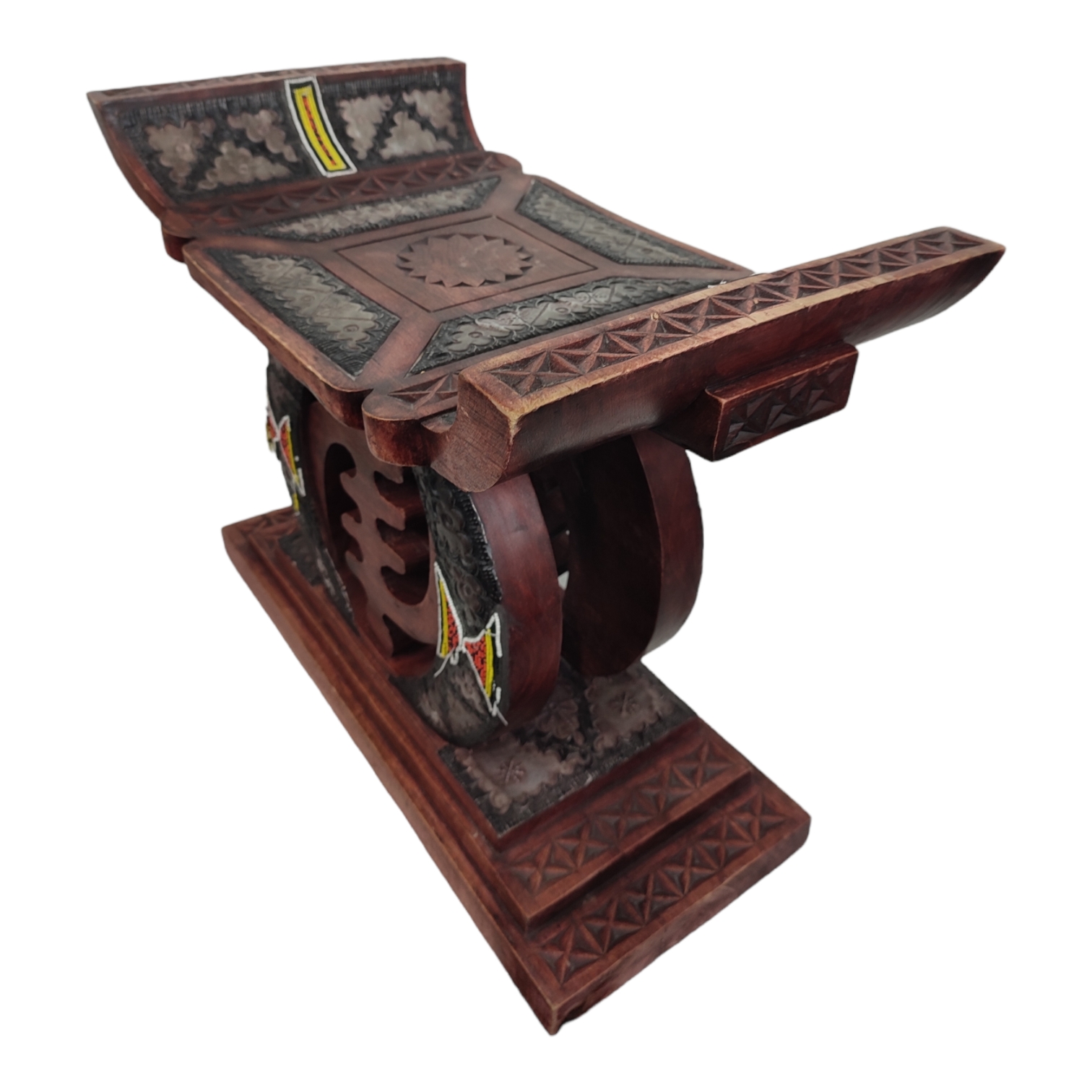 Ancien tabouret traditionnel ASHANTI en bois - Ghana - art africain - Label Emmaüs