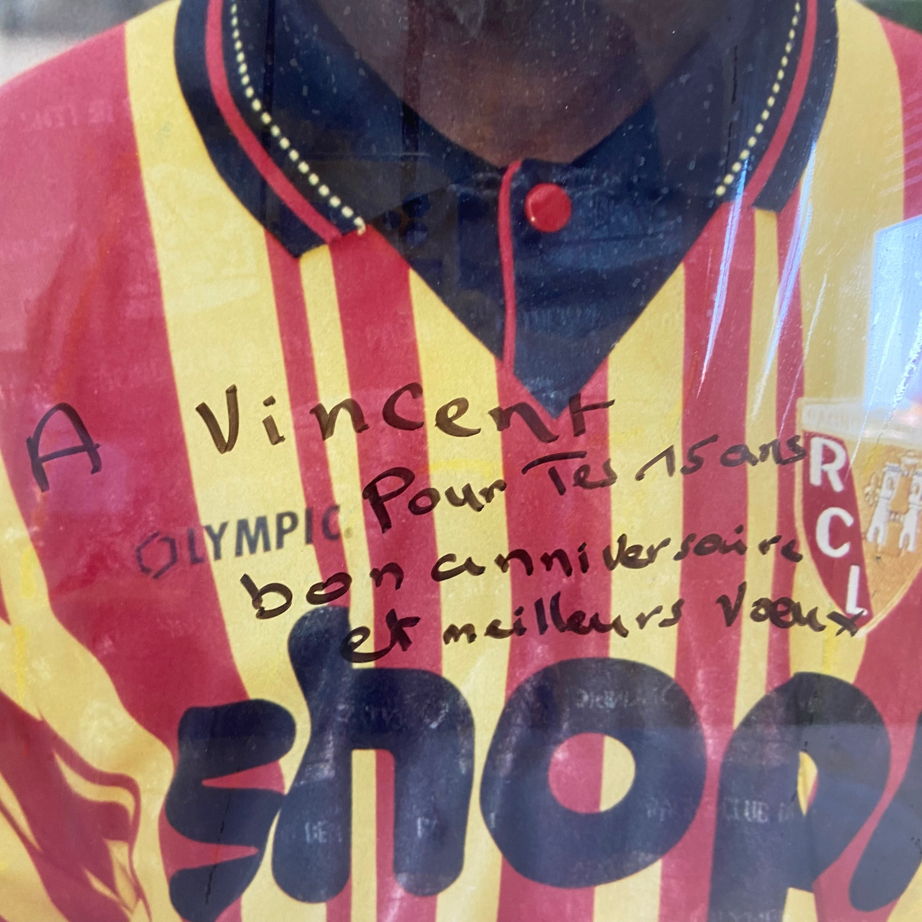 Poster Authentique Dédicacé Main Roger Boli RC Lens 1995 - Label Emmaüs