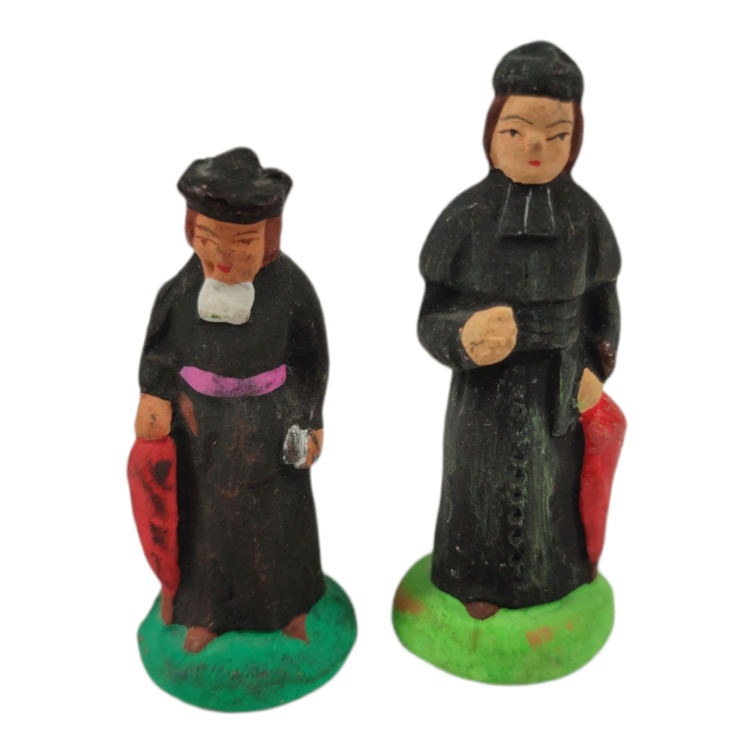 Lot de 7 santons curés en terre cuite - figurines - Label Emmaüs