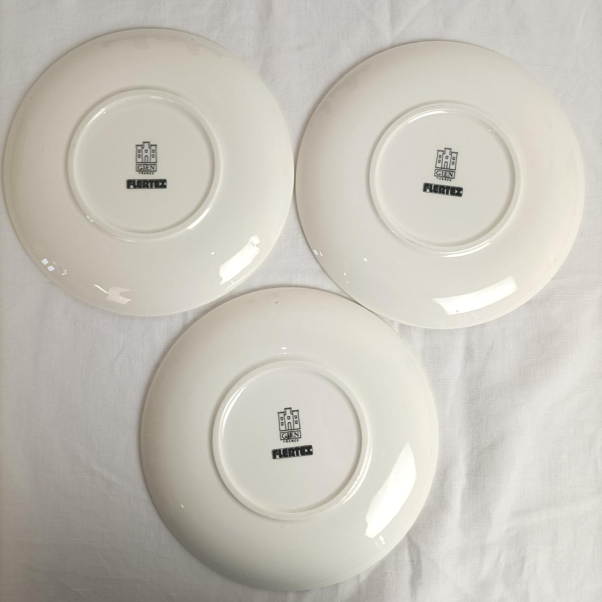 Trio d'assiettes en faïence de Gien- Flertex - Label Emmaüs