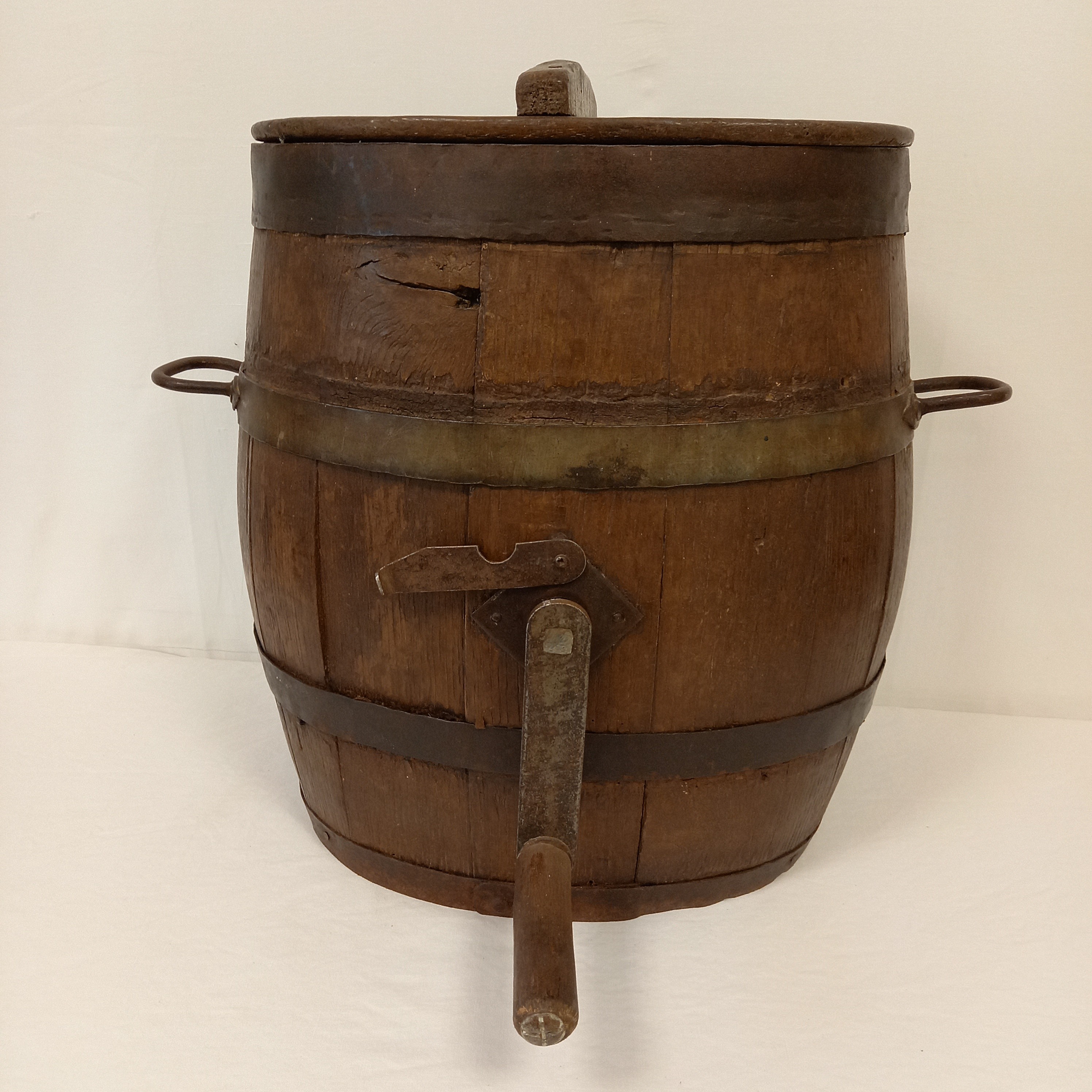 🏠 Ancienne Barotte à beurre des années 1800 en bois et cercle en métal ...