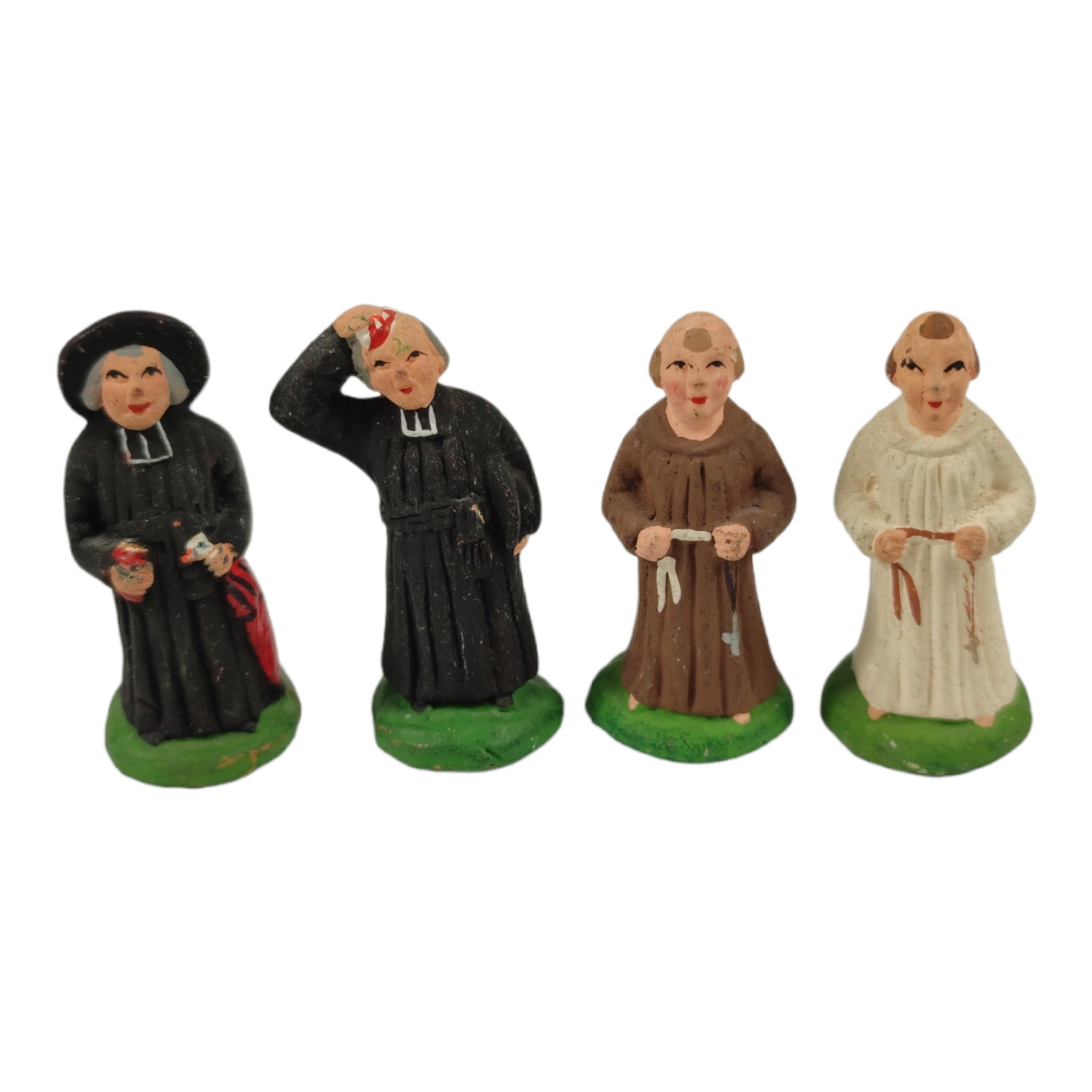 Lot de 4 anciens santons curés Carbonel en terre cuite - figurines ...