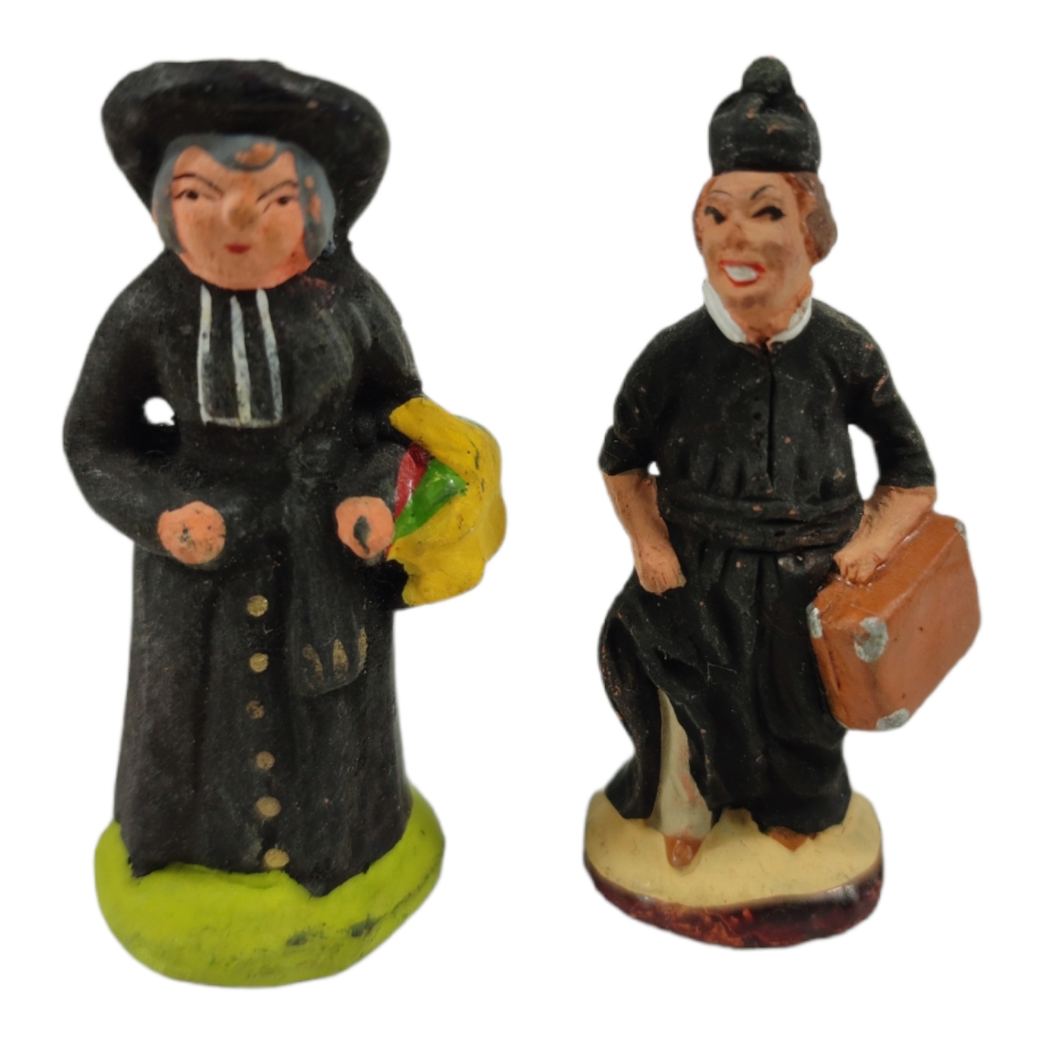 Lot de 7 santons curés en terre cuite - figurines - Label Emmaüs