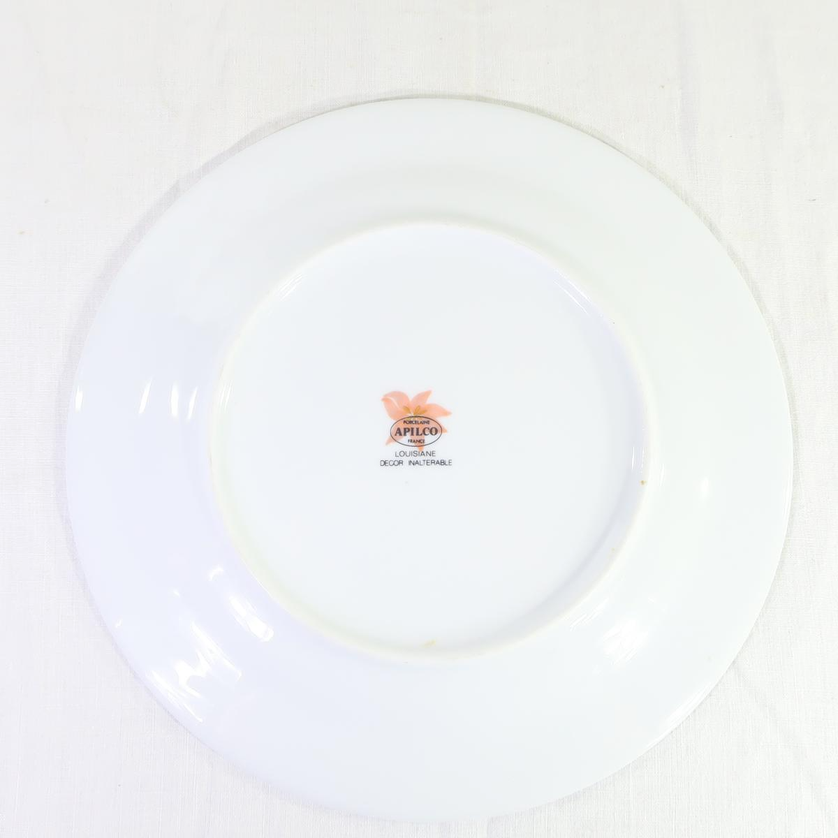 Ensemble de 8 Assiettes " Louisiane " en porcelaine Apilco , France ...