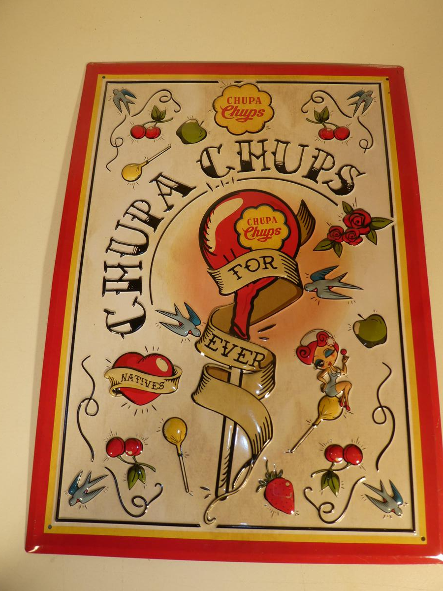 Plaque publicitaire en métal chupa chups . - Label Emmaüs
