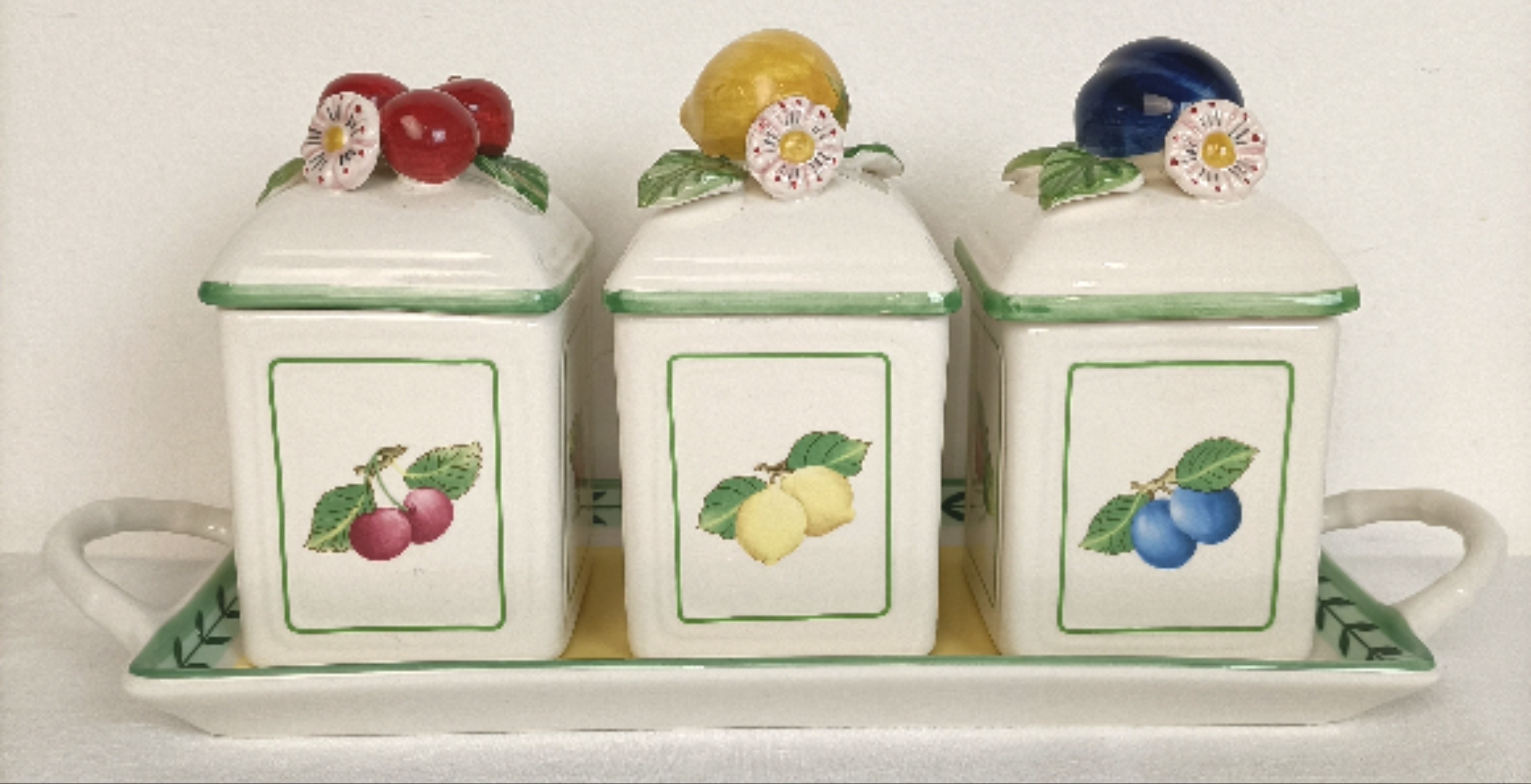 3 Pots + Plateau en faïence Villeroy & Boch modèle "French Garden Charm ...