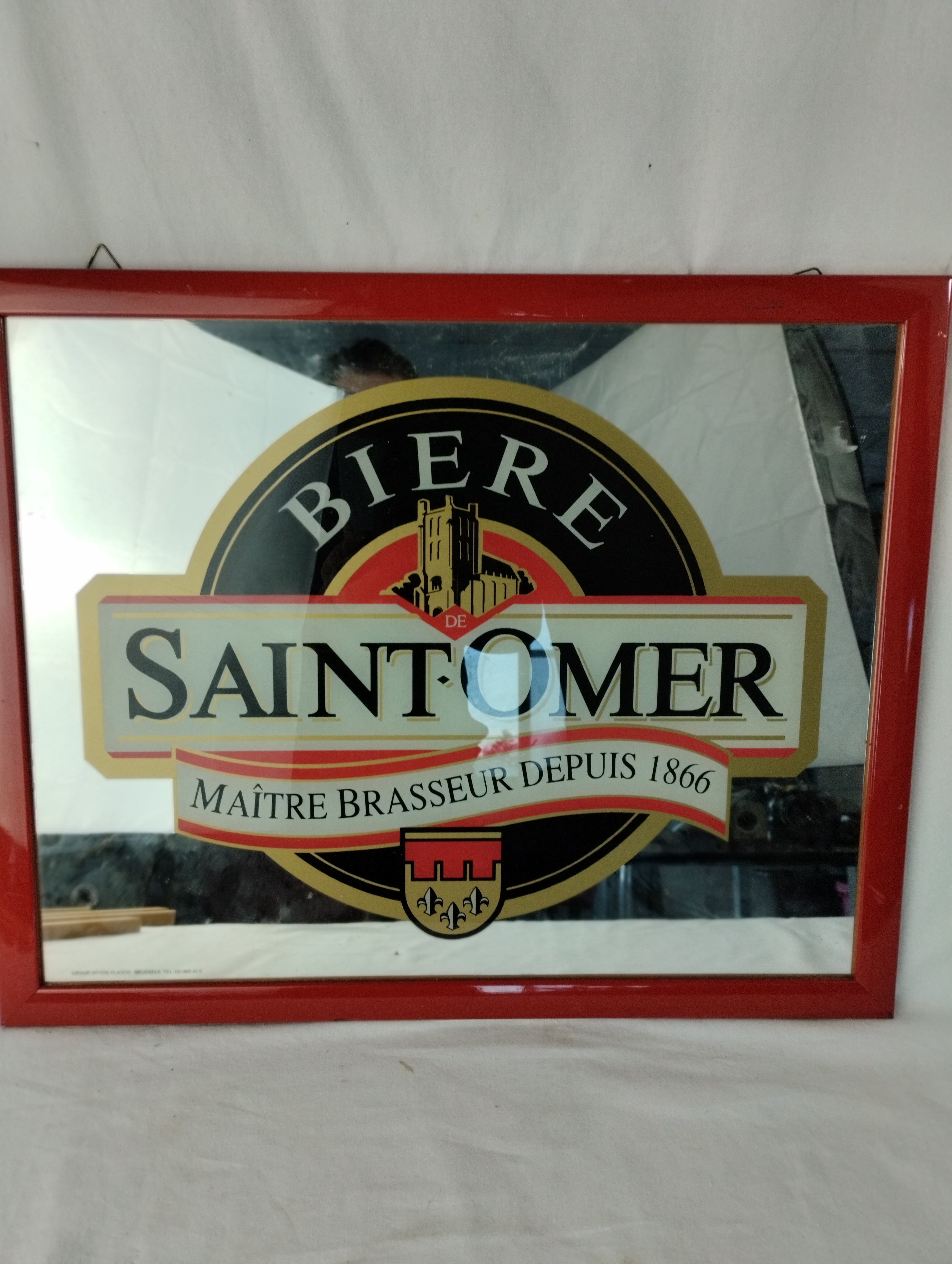 Tableau publicitaire vintage-Miroir pour la bière de Saint -Omer 50 cm ...