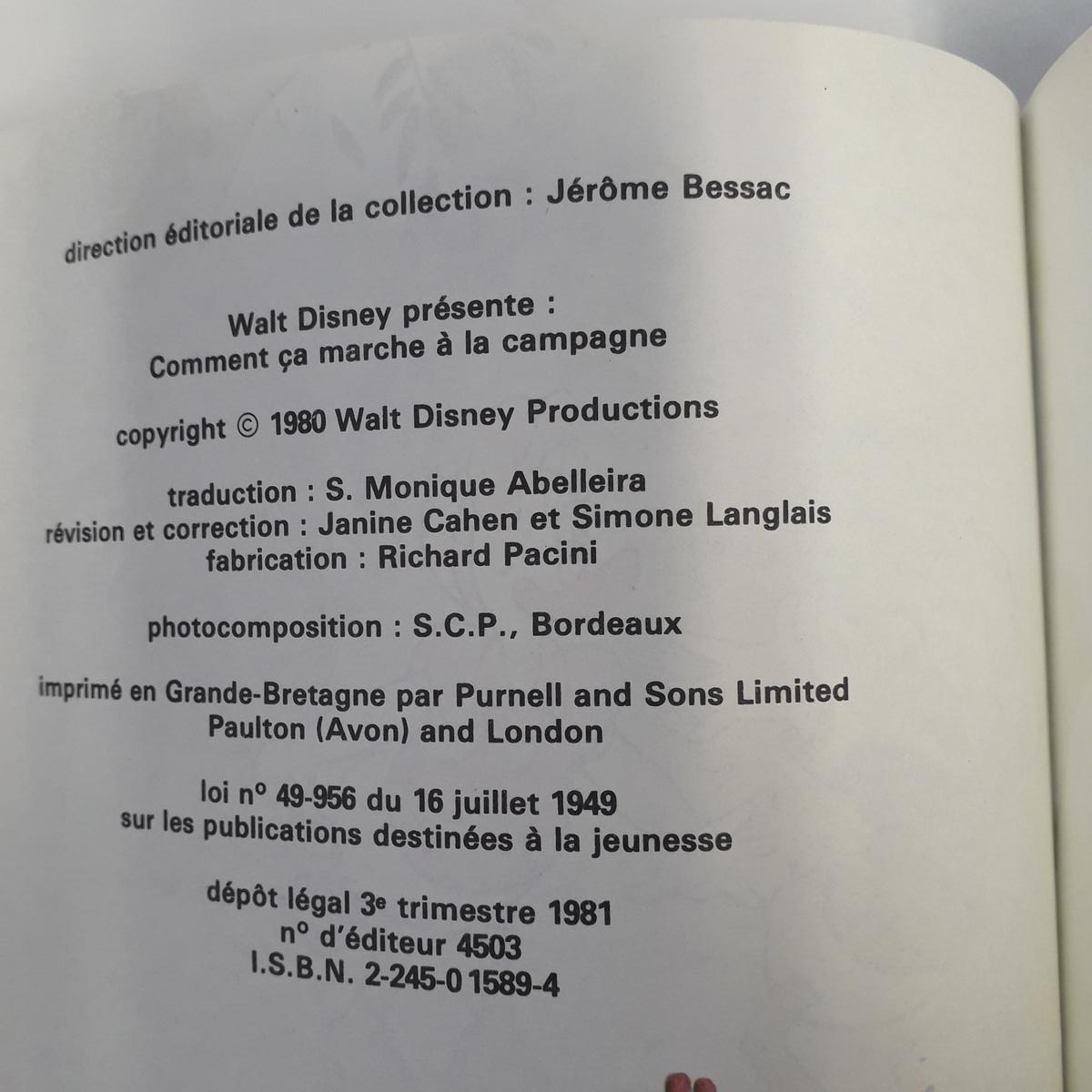 Comprendre comment ça marche à la campagne par Walt Disney 1981 - Label ...