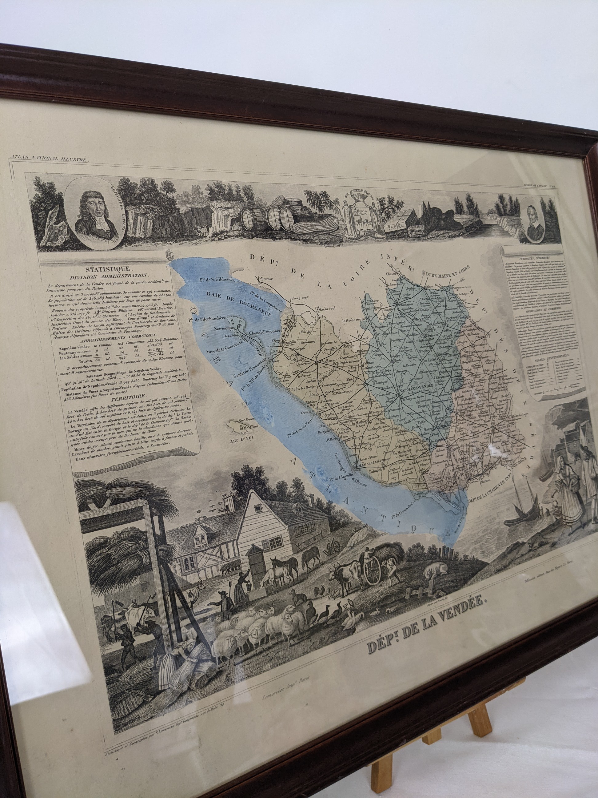 Tableau - ancienne carte de la Vendée - atlas national illustré ...