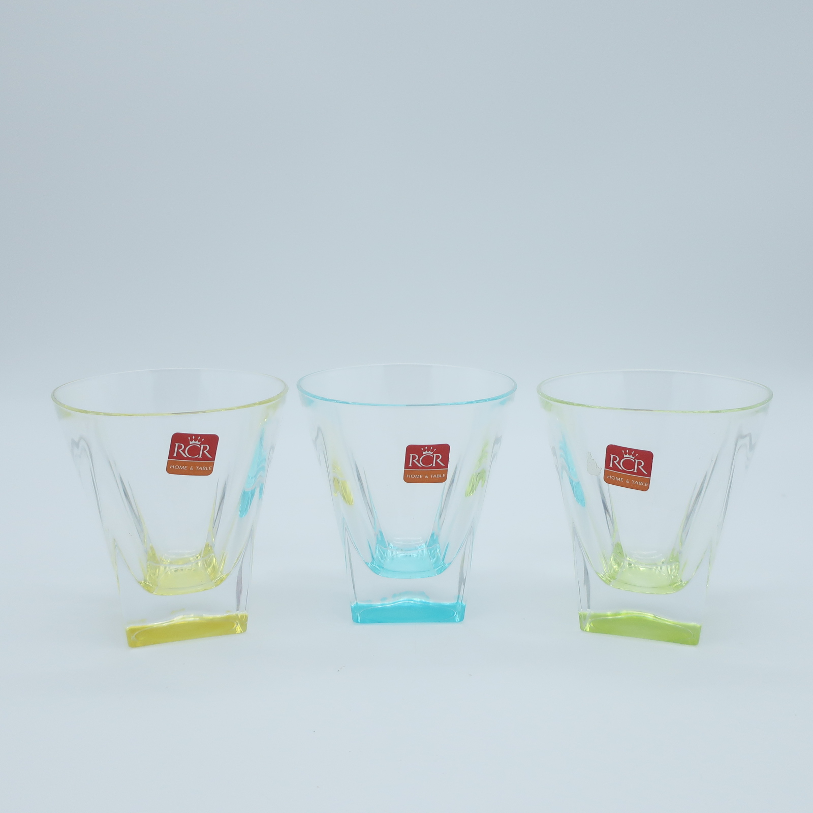 🏠 Ensemble de 6 Verres à fond Colorés " Home & Table en verre RCR ...