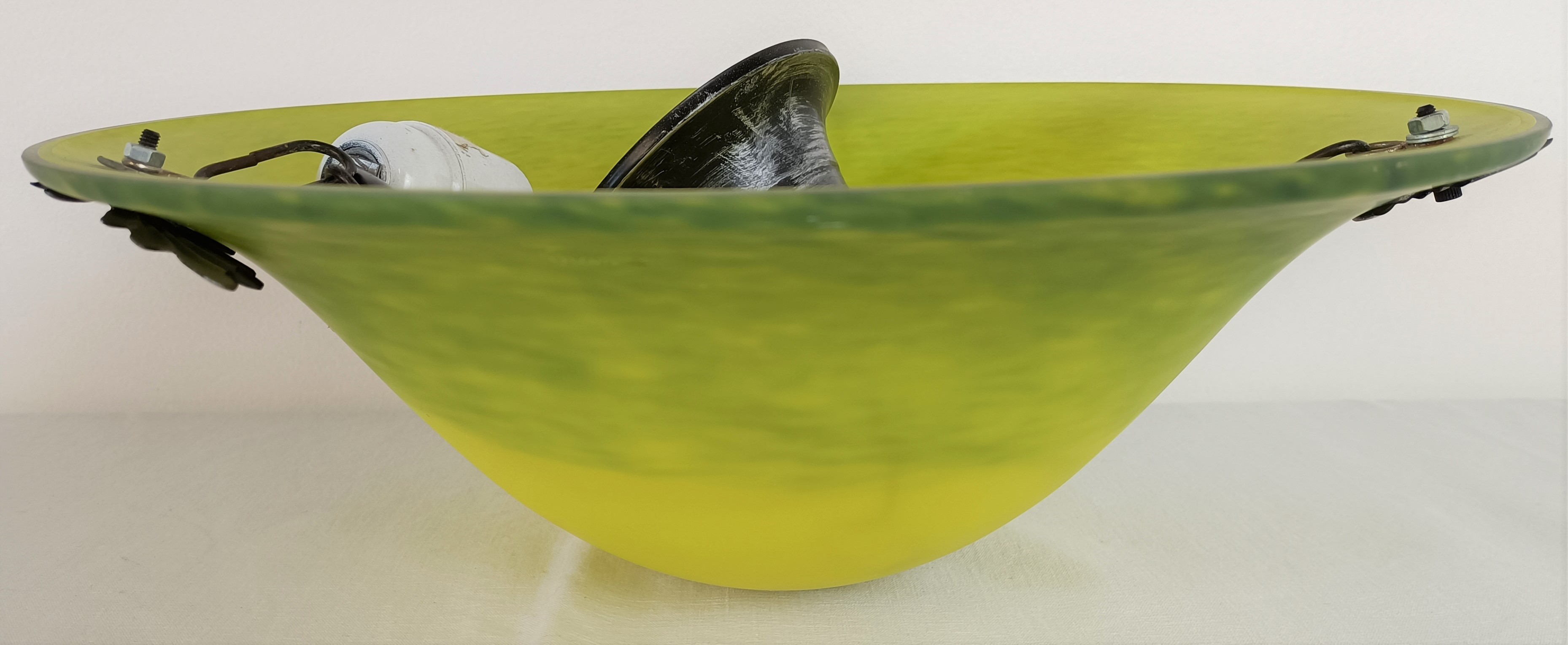 Lustre vasque en pâte de verre signé Vianne - Label Emmaüs