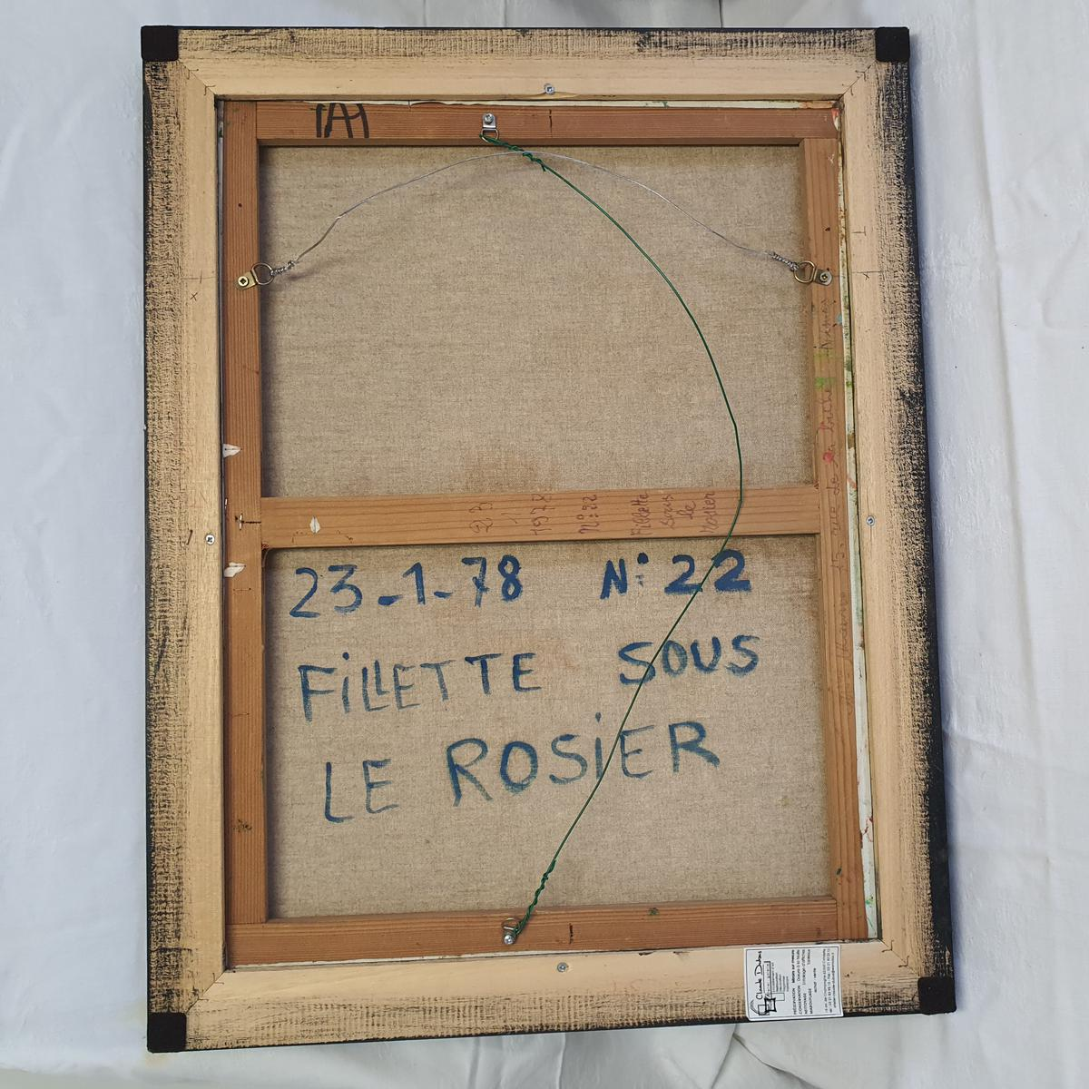 Tableau Fillette Sous Un Rosier Amateur Gouache - Label Emmaüs