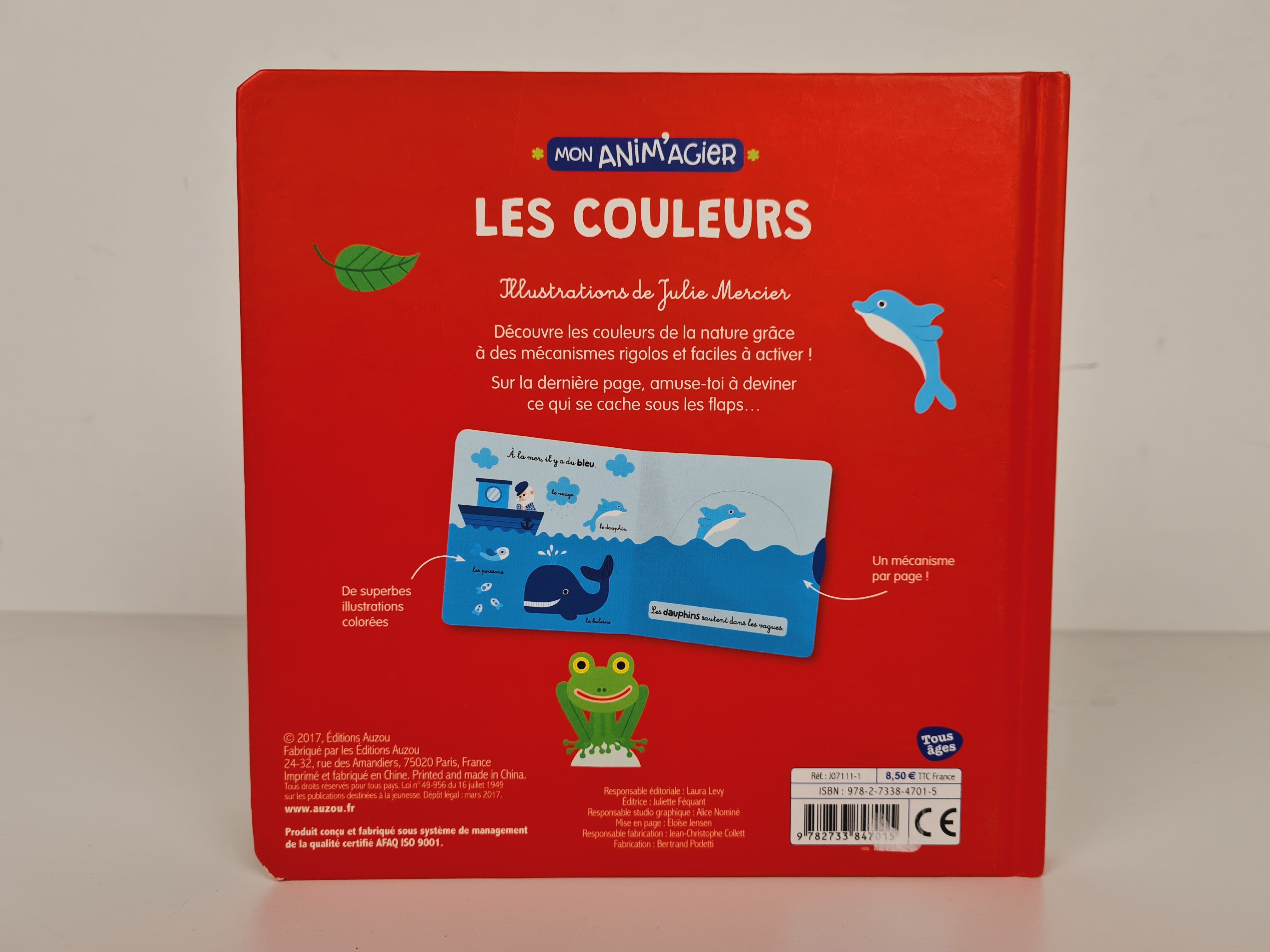 Livre pages rigides et tactiles - Mon anim'agier : Les couleurs - Auzou ...