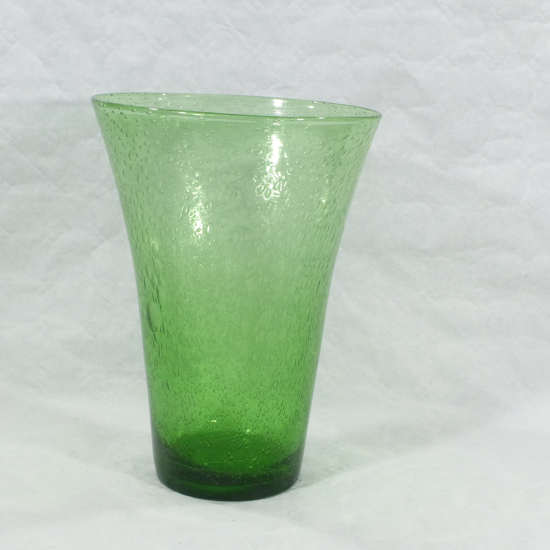 Grand vase en verre bullé - Signé Verrerie de Biot - Label Emmaüs