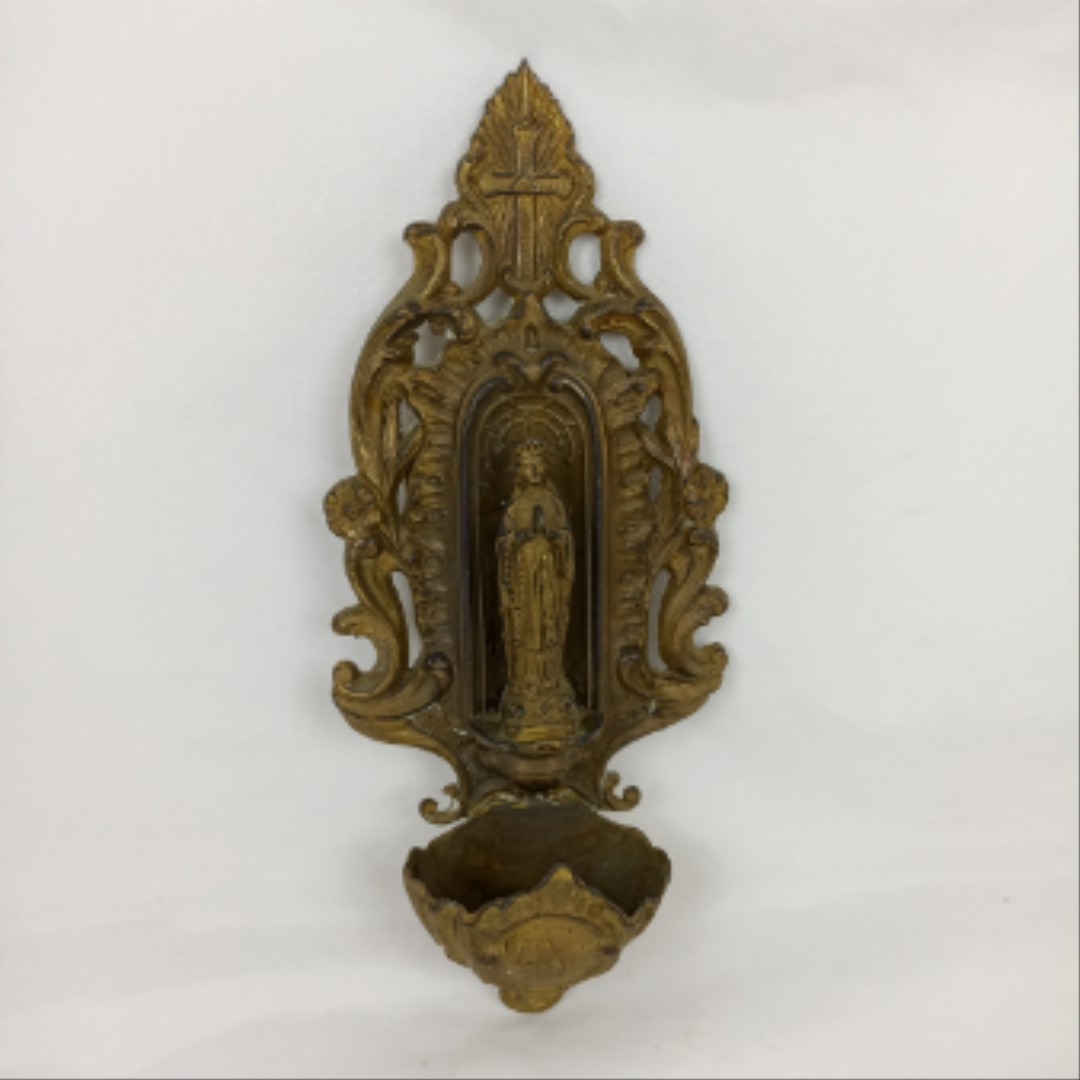 🏠 Ancien bénitier de la Vierge en métal doré pour la maison pas cher et ...