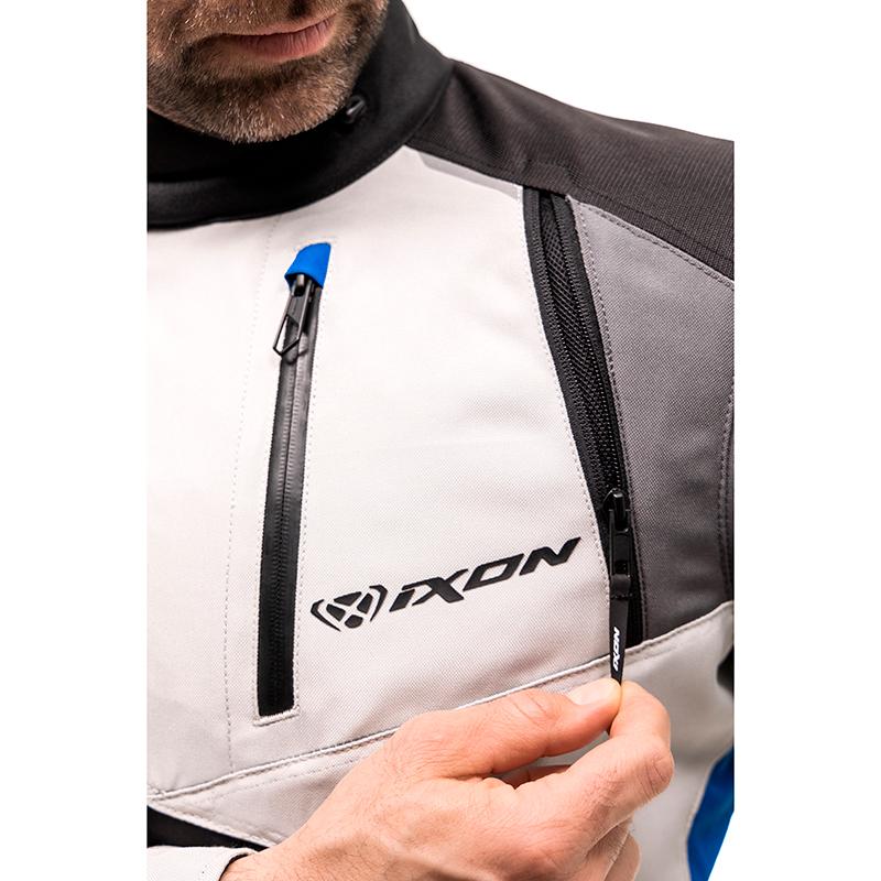 Veste BALDER IXON NOIR/GRIS/BLEU - MAXXESS.FR, Veste moto