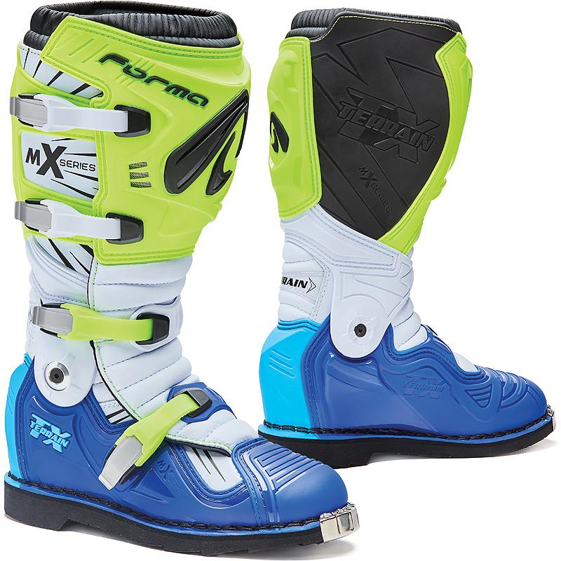 Bottes cross TERRAIN TX FORMA jaune fluo/blanc/bleu - MAXXESS.FR ...