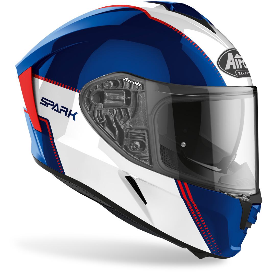 Casque SPARK FLOW AIROH Bleu/Rouge - MAXXESS.FR, Casque intégral