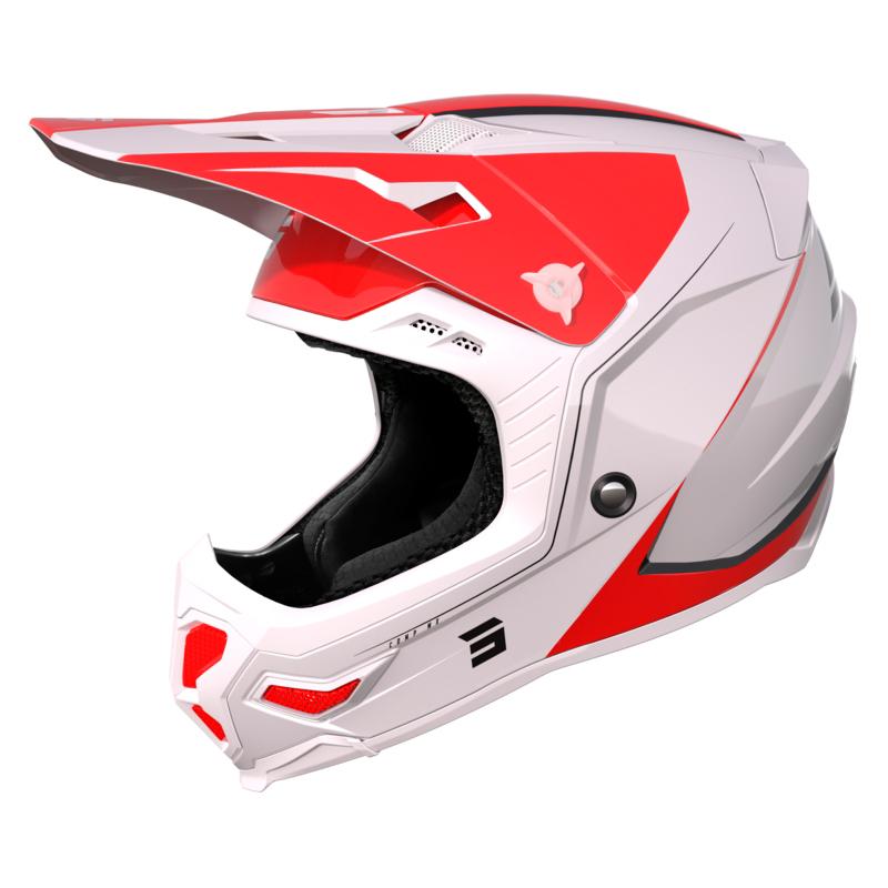 Casque cross CORE COMP SHOT rouge/blanc perle - MAXXESS.FR, Casque Cross