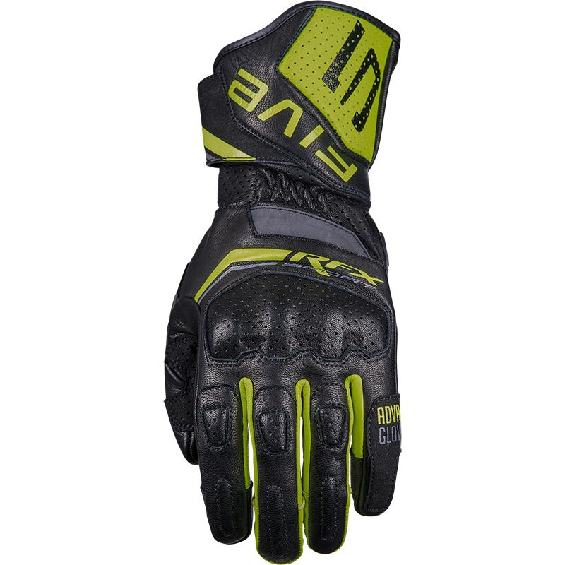 Gants RFX SPORT EVO FIVE noir/jaune fluo - MAXXESS.FR, Gants moto racing