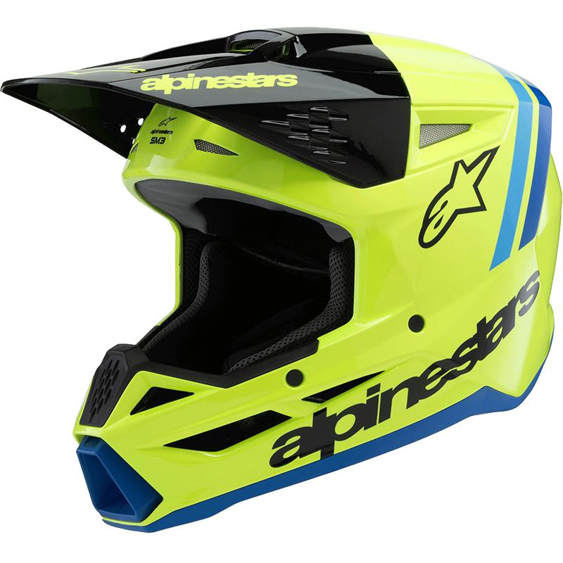 Casque cross SUPERTECH M3 RADIUM KID ALPINESTARS jaune/bleu - MAXXESS ...