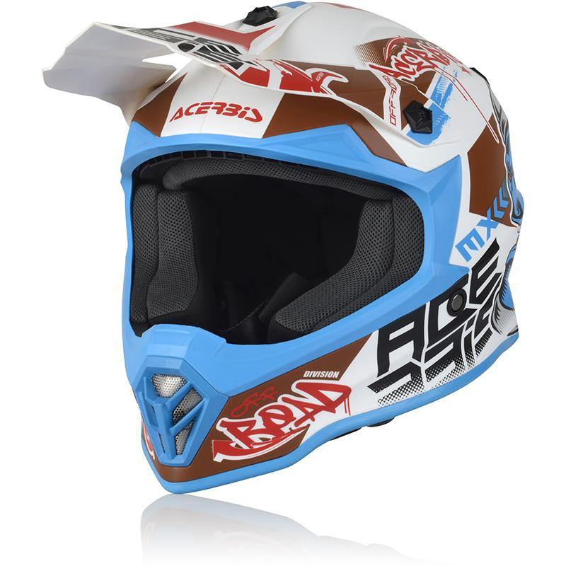 Casque cross IMPACT STEEL KID ACERBIS blanc/bleu - MAXXESS.FR, Casque Cross