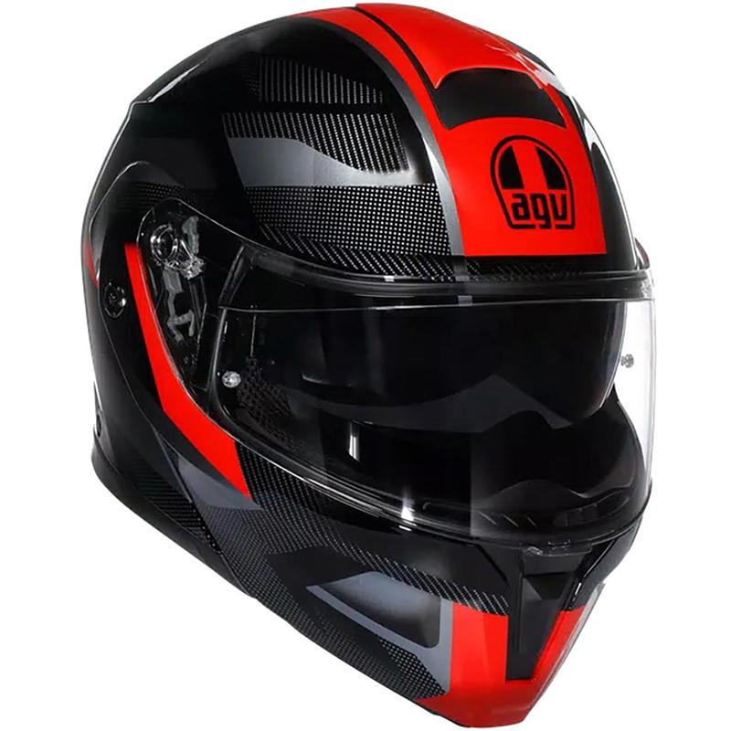 Casque STREETMODULAR LEDRO AGV noir/rouge - MAXXESS.FR, Casque modulable