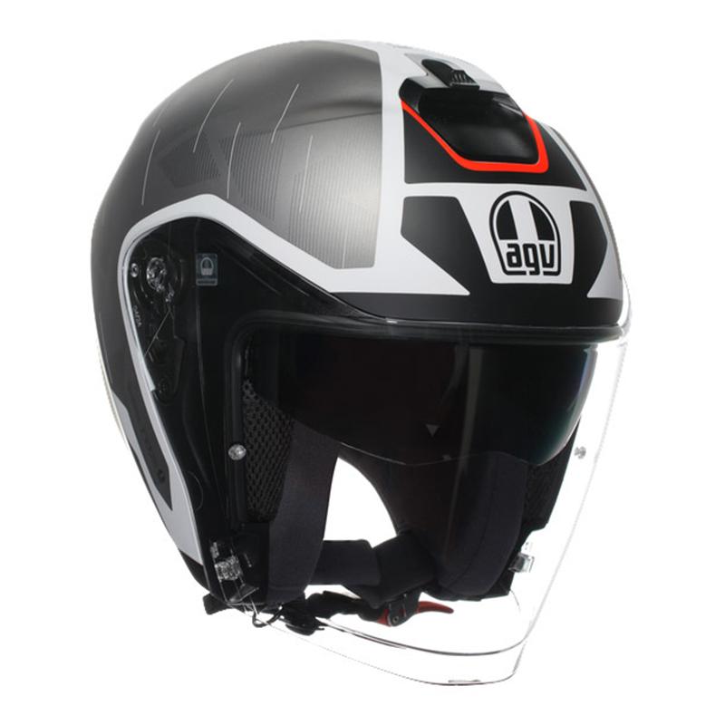 Casque IRIDES TRIESTE AGV argent/blanc/rouge - MAXXESS.FR, Casque jet