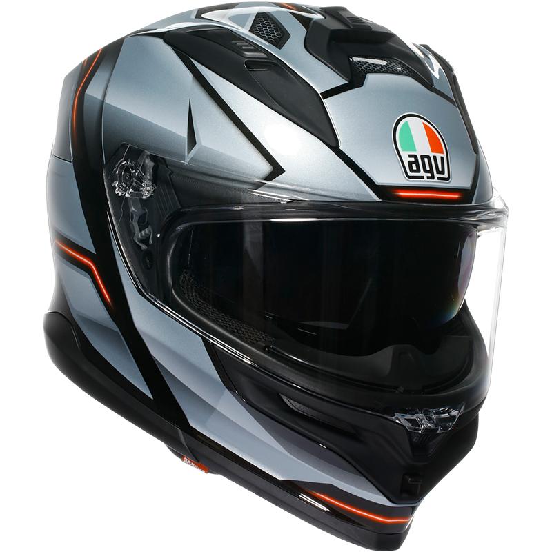Casque K7 MPLK JAEGER AGV argent/noir/orange - MAXXESS.FR, Casque intégral
