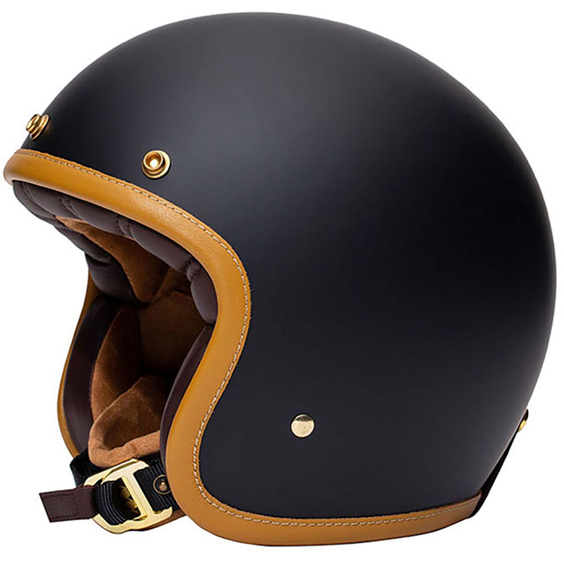 Casque CLASSIC MARKO noir mat/marron - MOTO-AXXE.FR, Casque jet