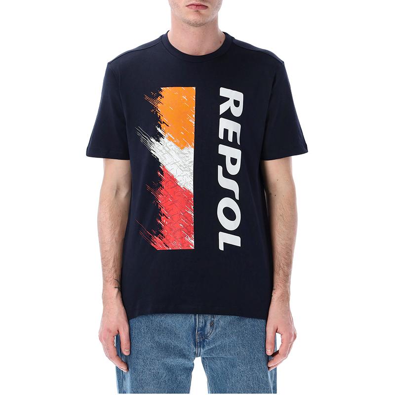 Tee-shirt VERTICAL REPSOL REPSOL bleu/orange/rouge - MOTO-AXXE.FR, T-Shirt
