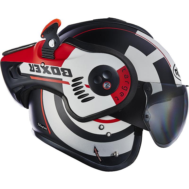 Casque Boxer V8 Target ROOF Blanc/Noir/Rouge - MOTO-AXXE.FR, Casque ...