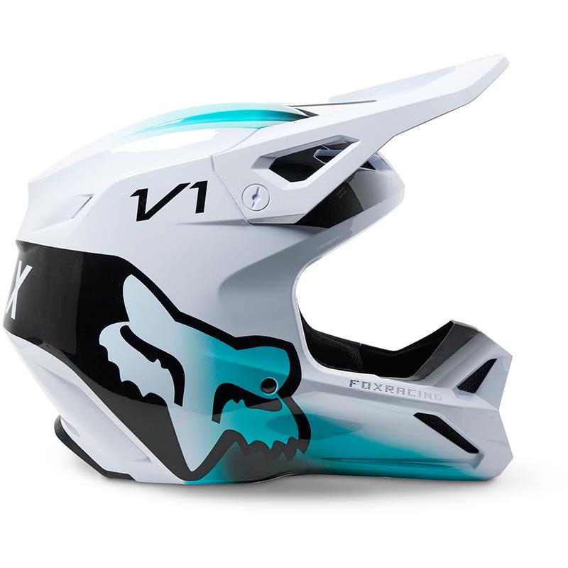 Casque cross V1 TOXSYK FOX blanc - MOTO-AXXE.FR, Casque Cross