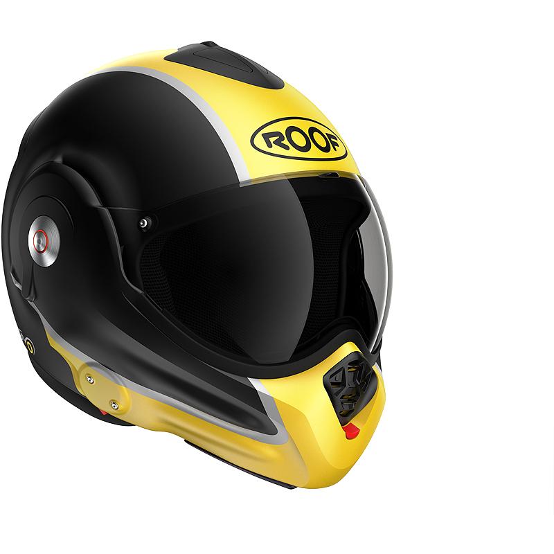 Casque Desmo Flash ROOF Noir/Jaune mat - MOTO-AXXE.FR, Casque modulable