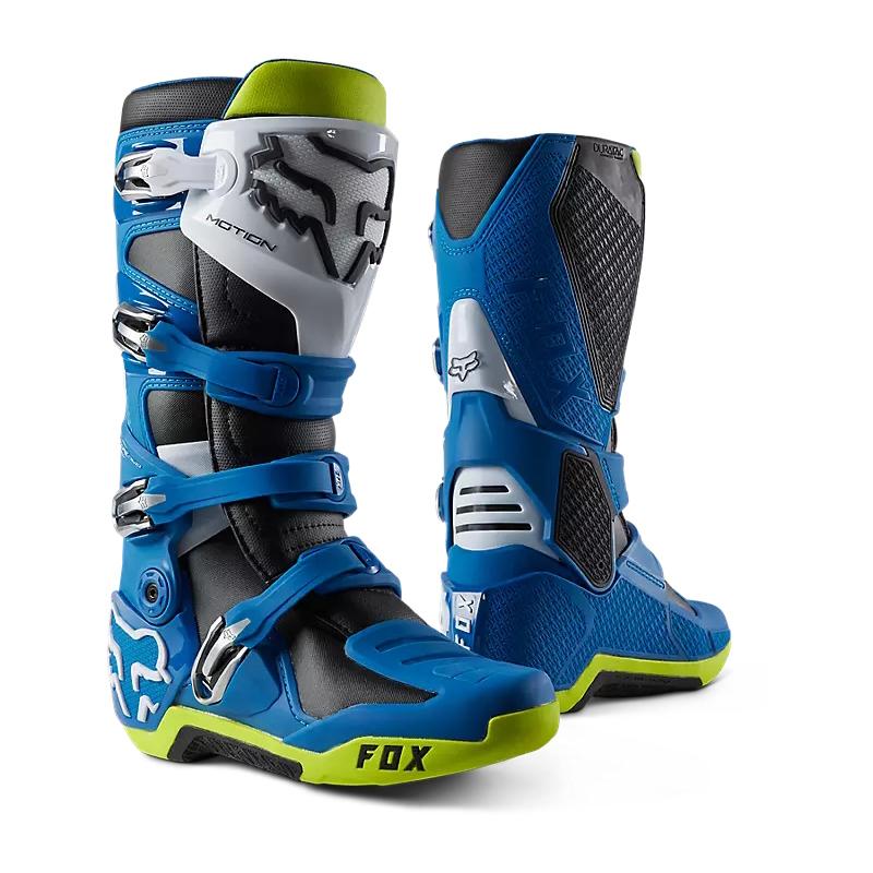 Bottes cross MOTION FOX bleu/jaune - MOTO-AXXE.FR, Bottes cross