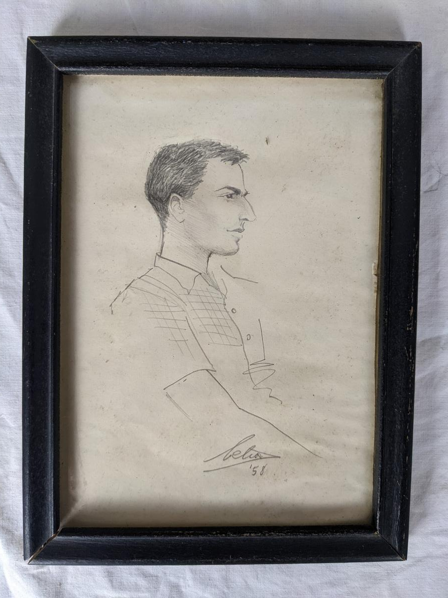 Tableau - dessin au fusain - signé - Style XIXème - Label Emmaüs