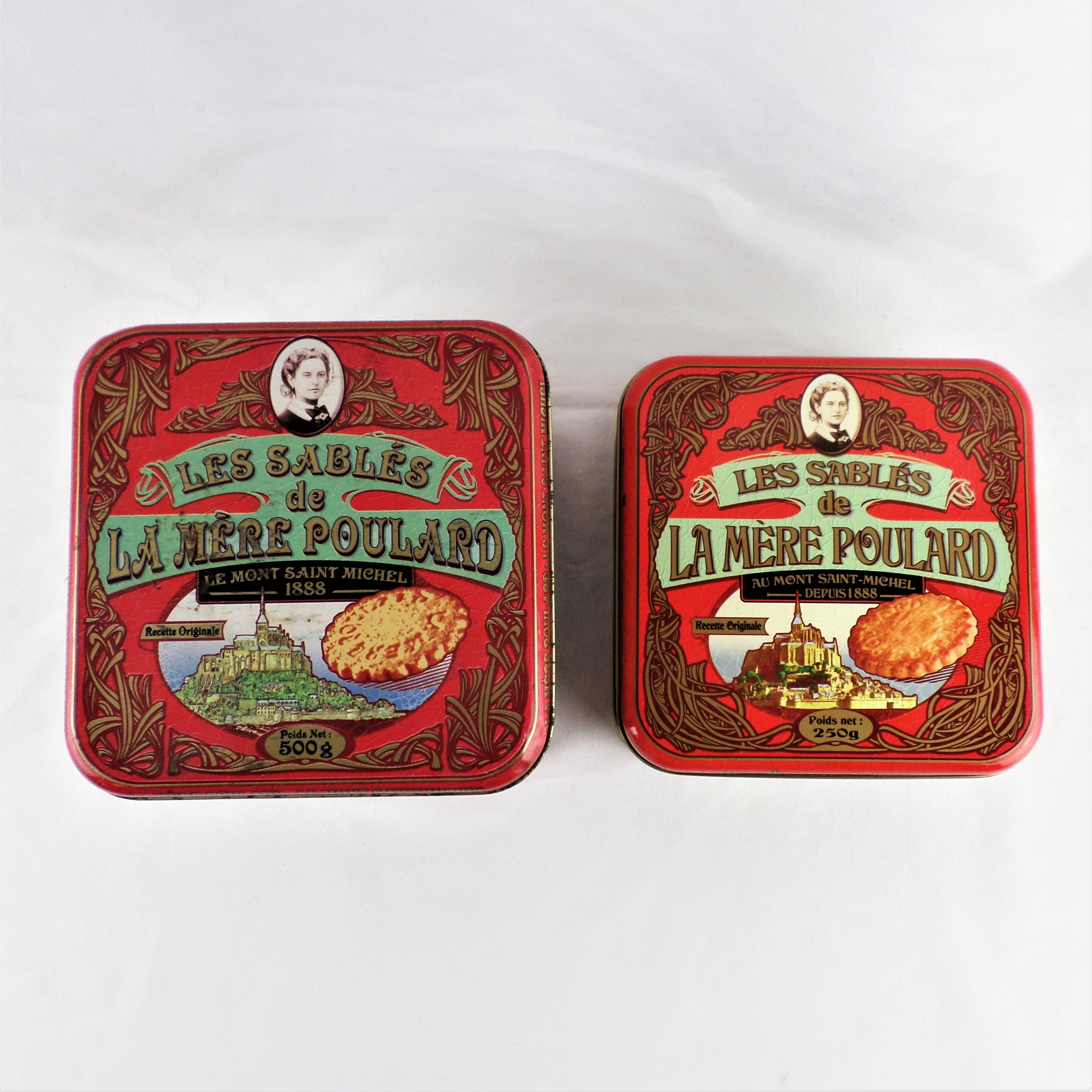 Lot de 2 boîtes publicitaires en métal - La mère Poulard - Label Emmaüs